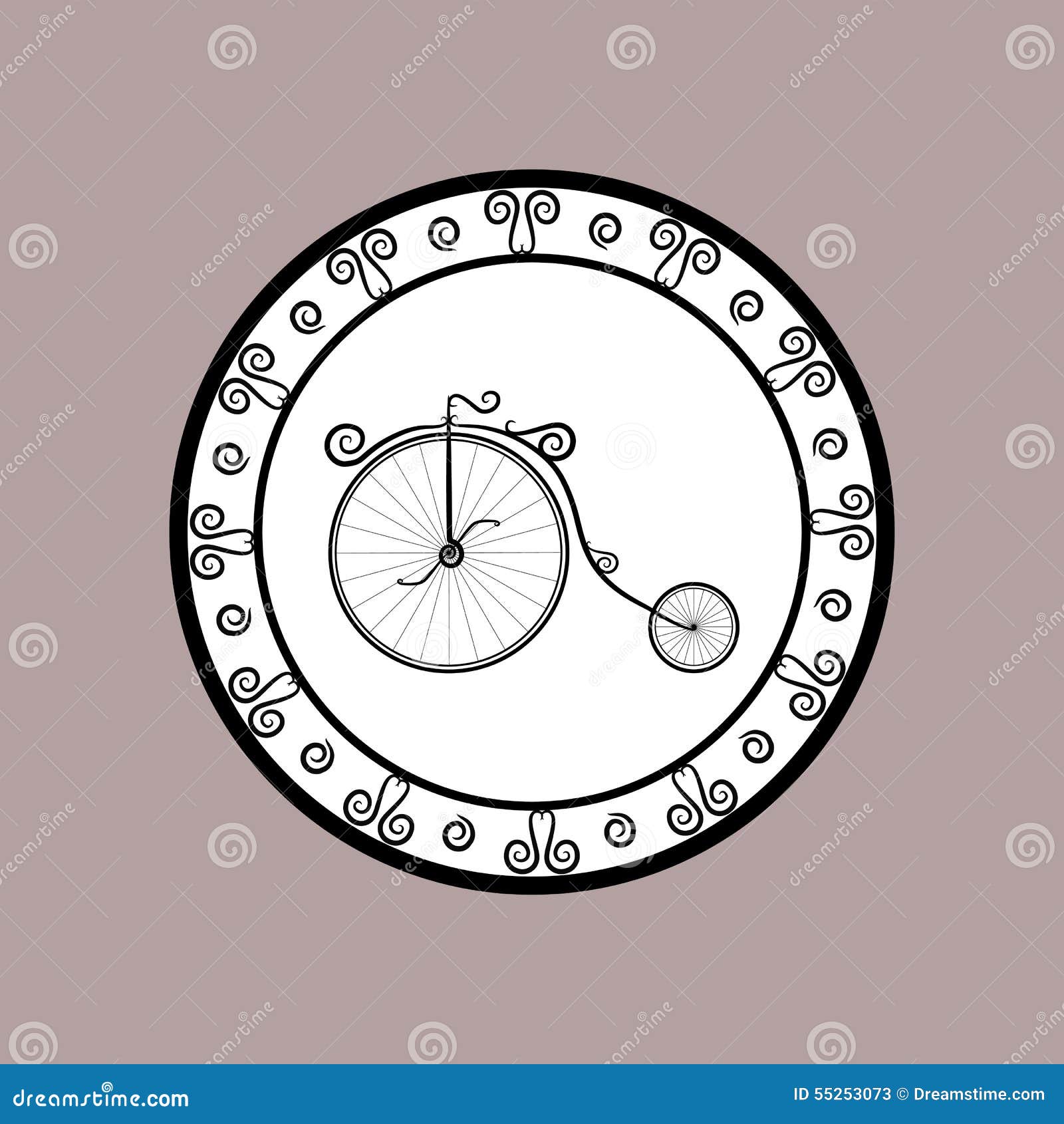 Round Icon with the Image of a Vintage Style Retro Bicycle Stock Vector ...