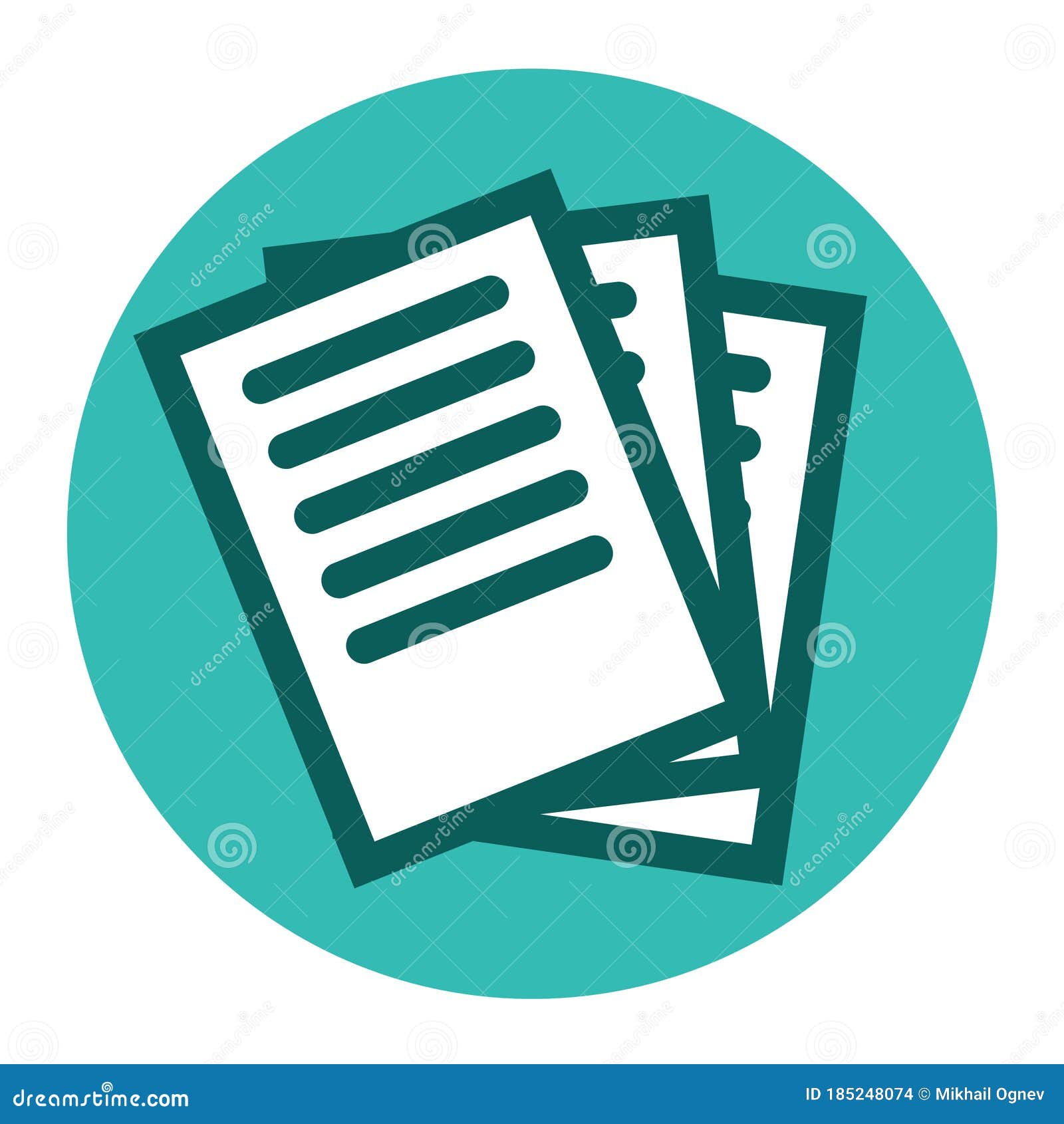 Round Icon with Office Papers. Stock Vector - Illustration of flat ...