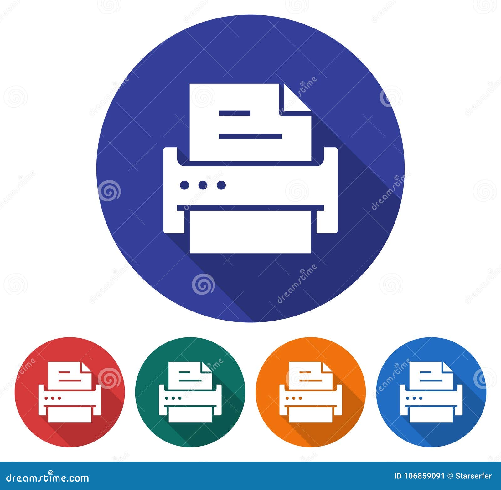 Round icon of printer stock vector. Illustration of machine - 106859091