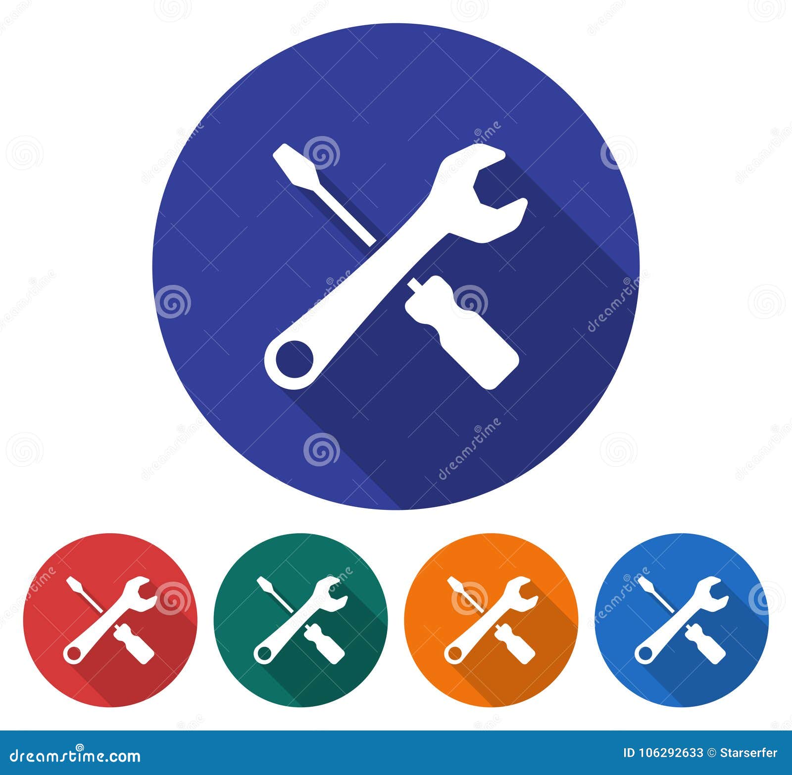 Round Icon of Screwdriver with Spanner Stock Vector - Illustration of ...
