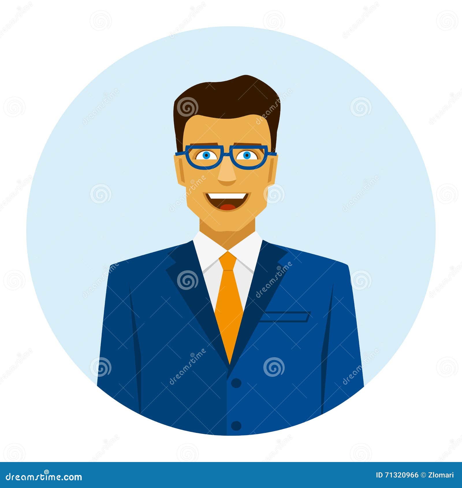Round Icon with Smiling Businessman in Suit. Stock Vector ...