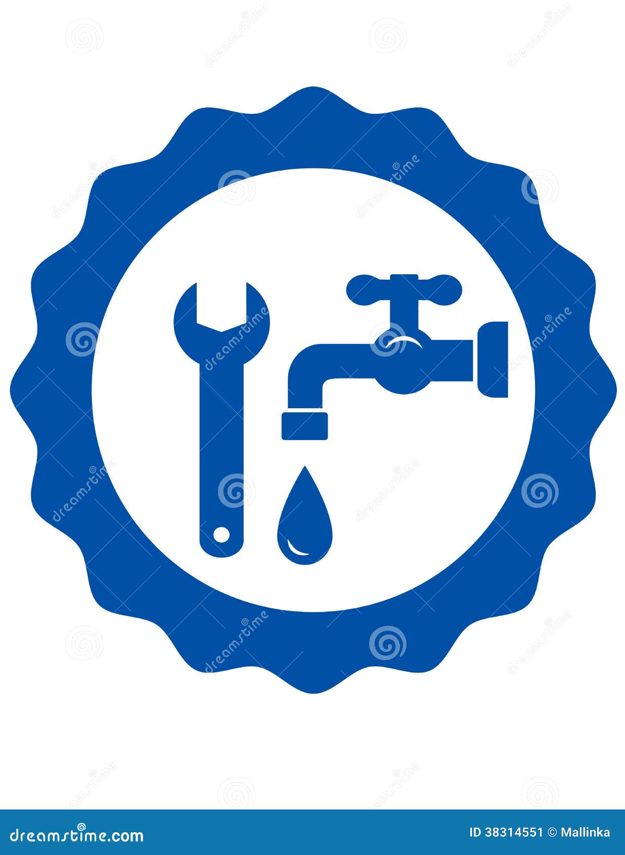 Round Icon with Tap and Wrench Stock Vector - Illustration of house ...