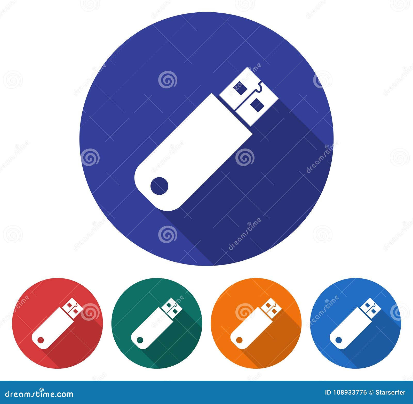 Round icon of USB device stock vector. Illustration of indigo - 108933776