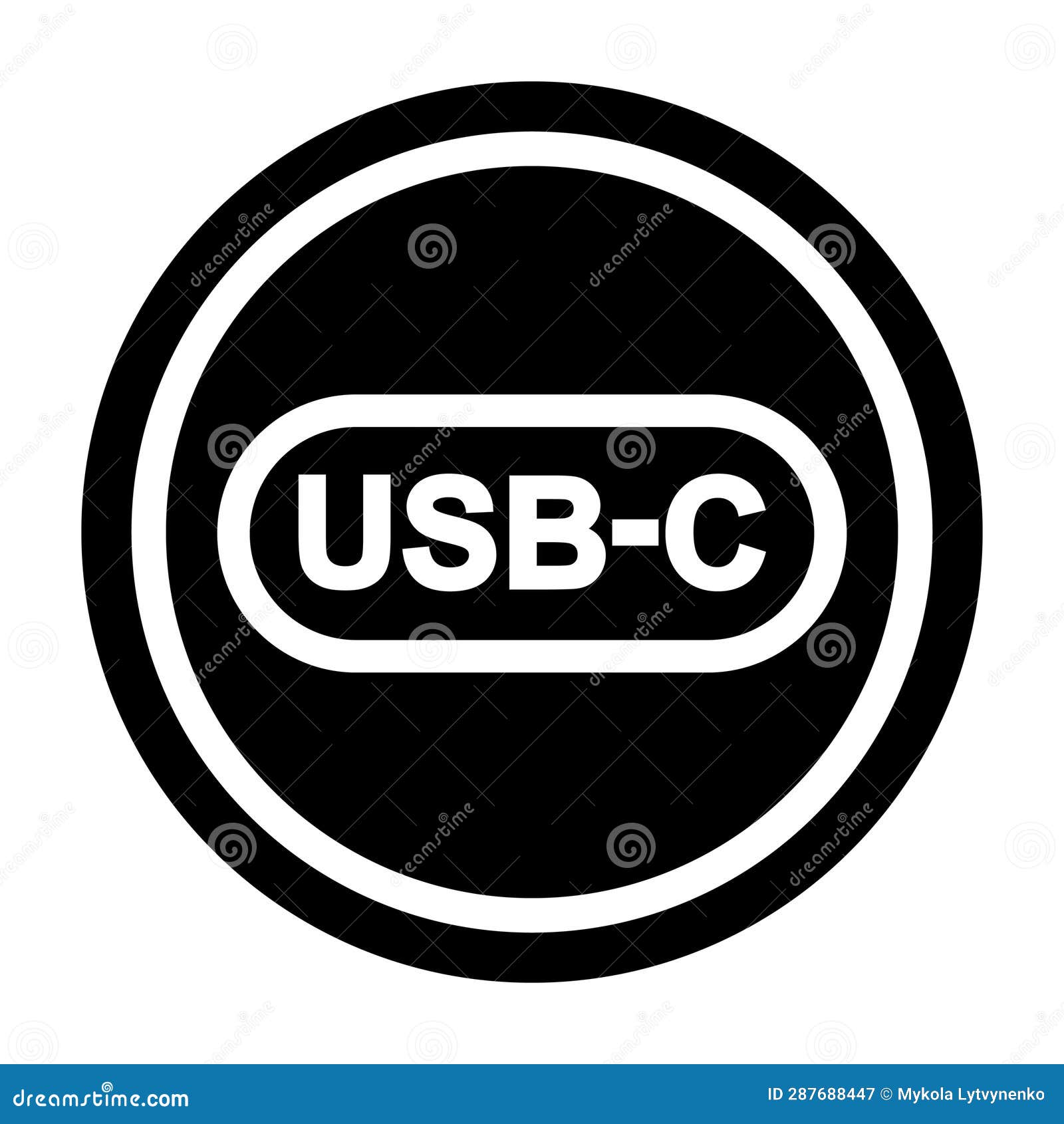 Round Icon Usb Type C Cable, Plug Usb C Connector Stock Illustration ...