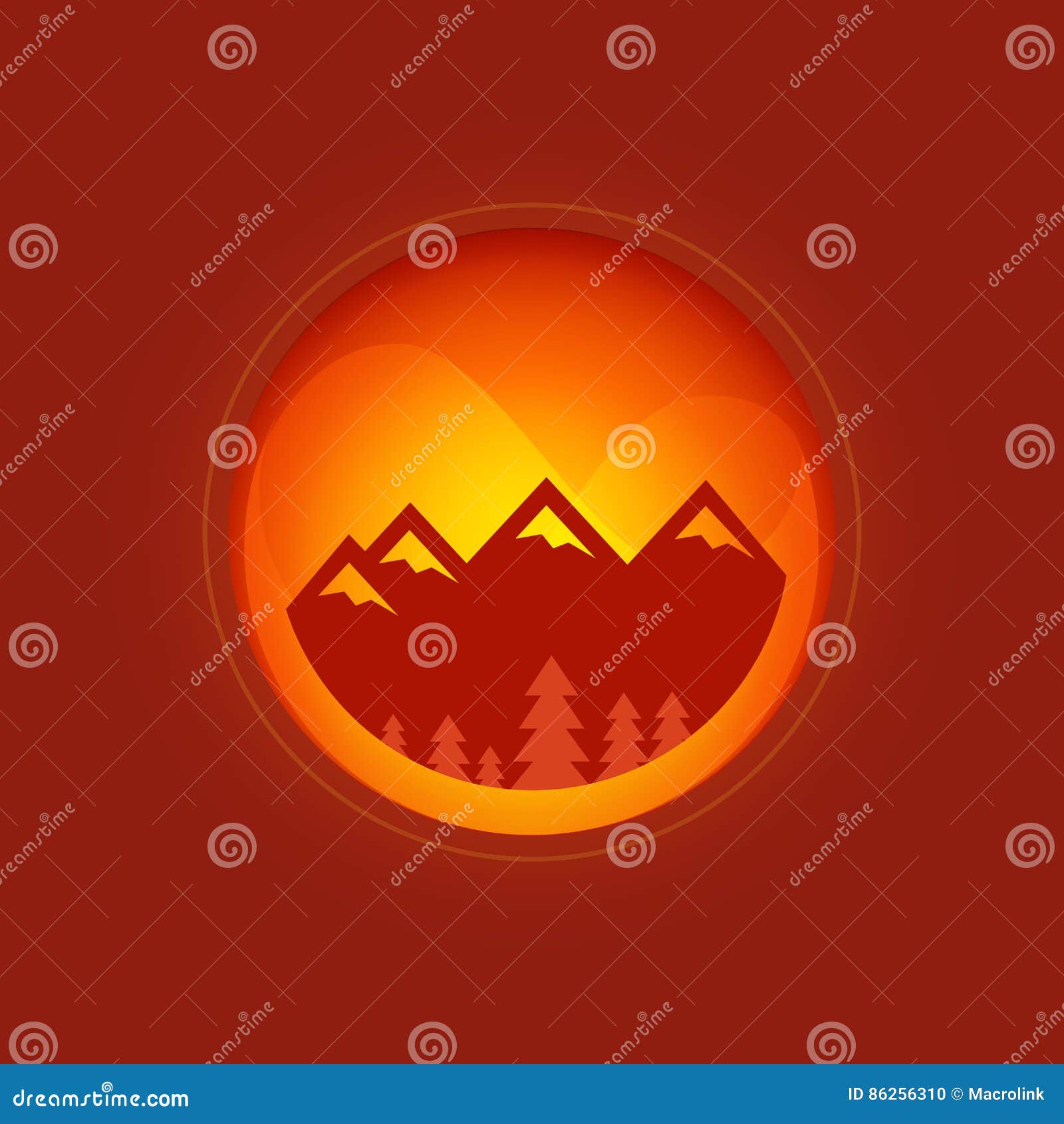 Round Illustration of Mountains Stock Vector - Illustration of travel ...