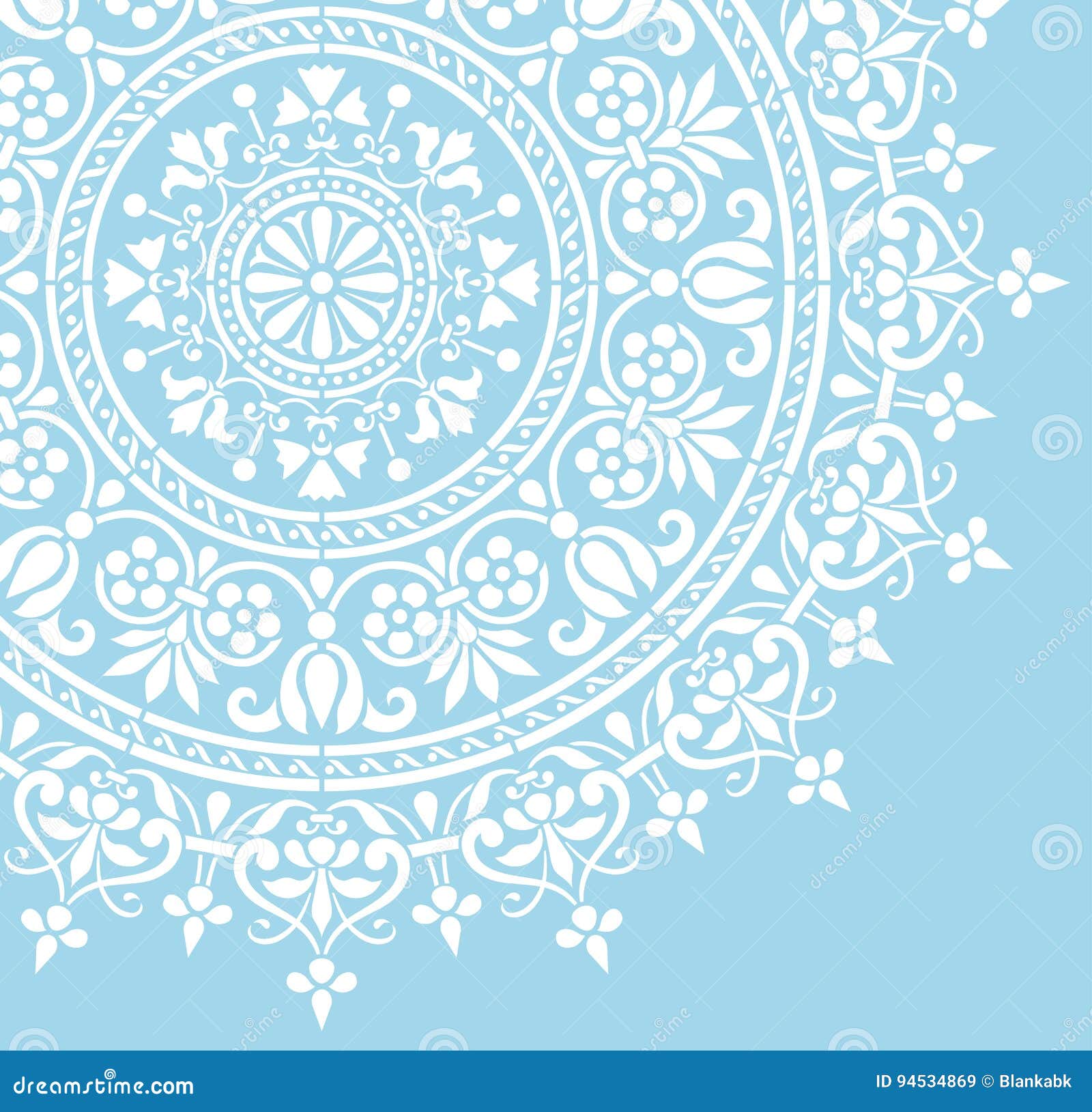 Round Indian White Floral Pattern Stock Vector - Illustration of white ...