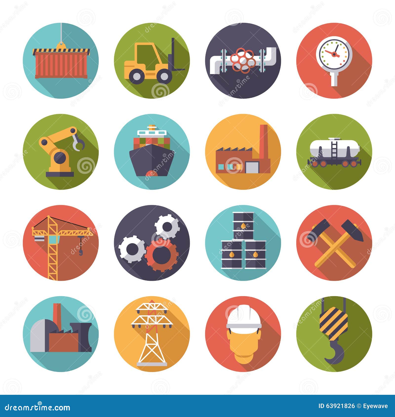 Round Industry Icons Vector Set. Stock Vector - Illustration of ...