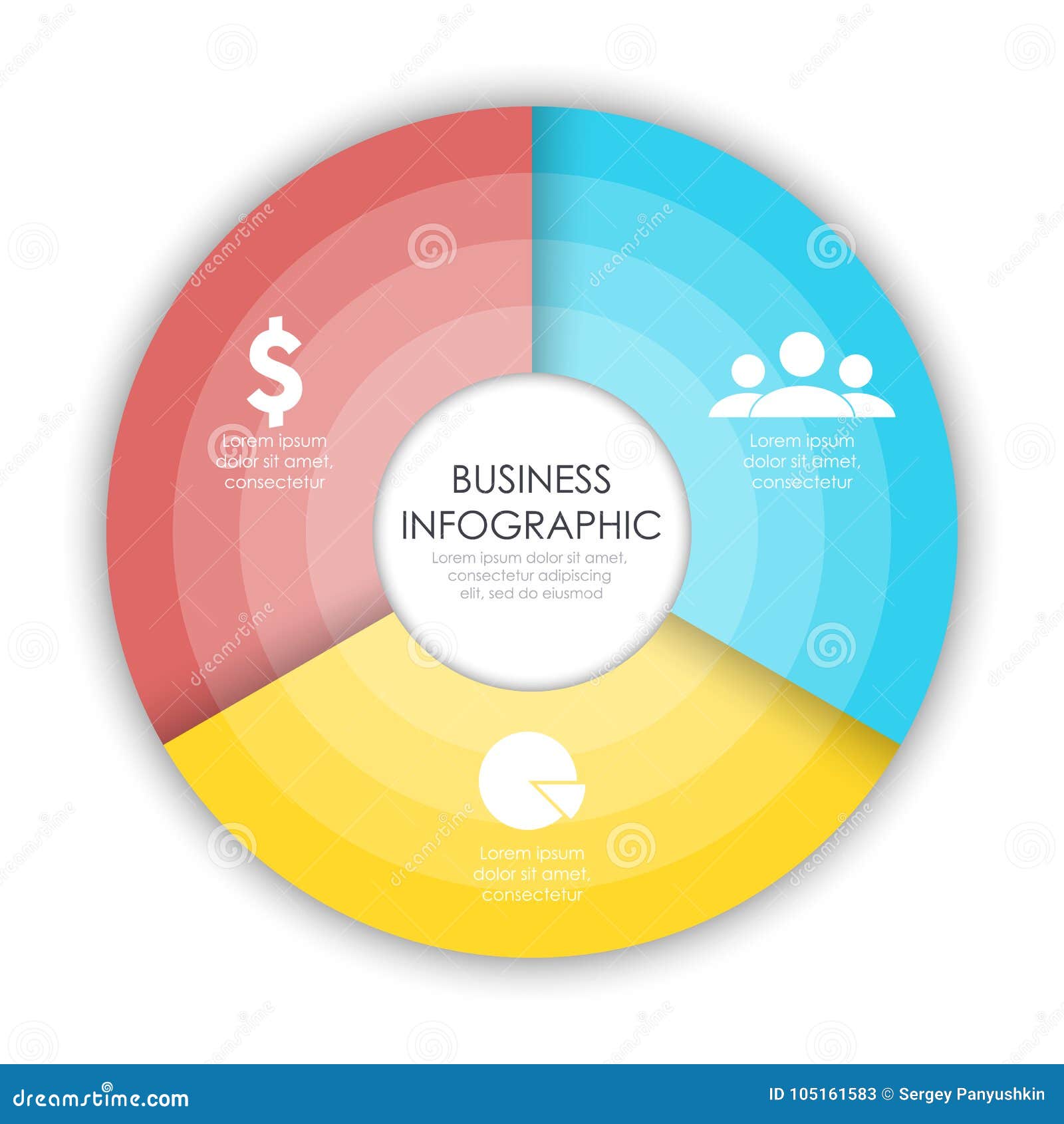 Round Infographic Diagram. Circles of 3 Elements or Steps. Stock Vector ...