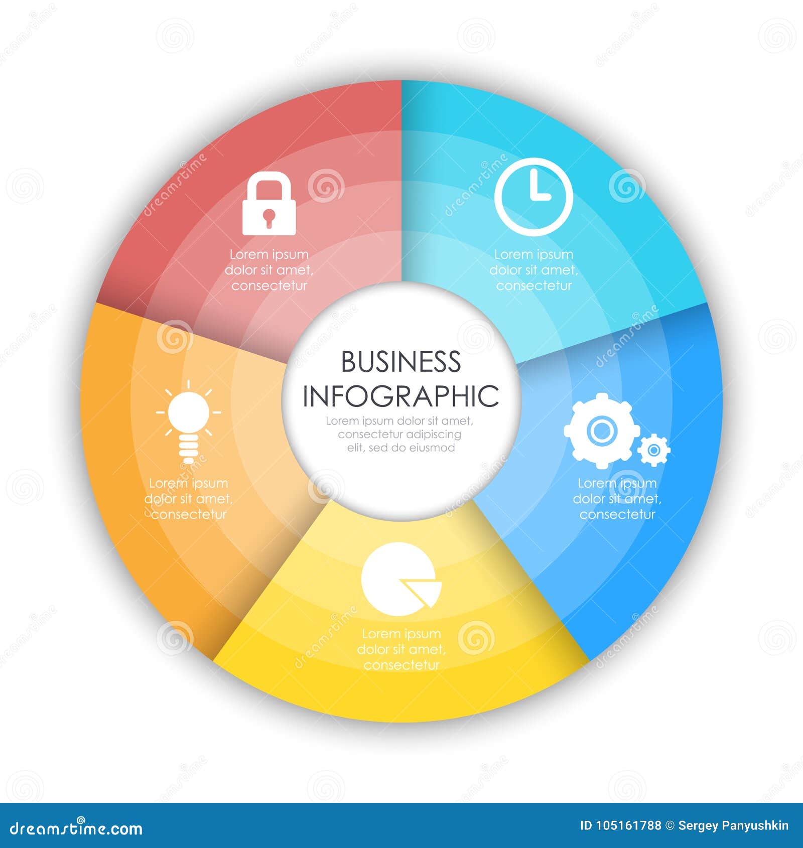 Round Infographic Diagram. Circles of 5 Elements or Steps. Stock Vector ...