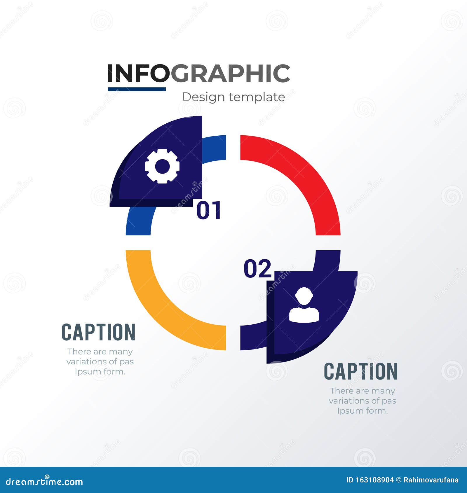 Round Infographic Template Design. Business Concept Infograph with 2 ...