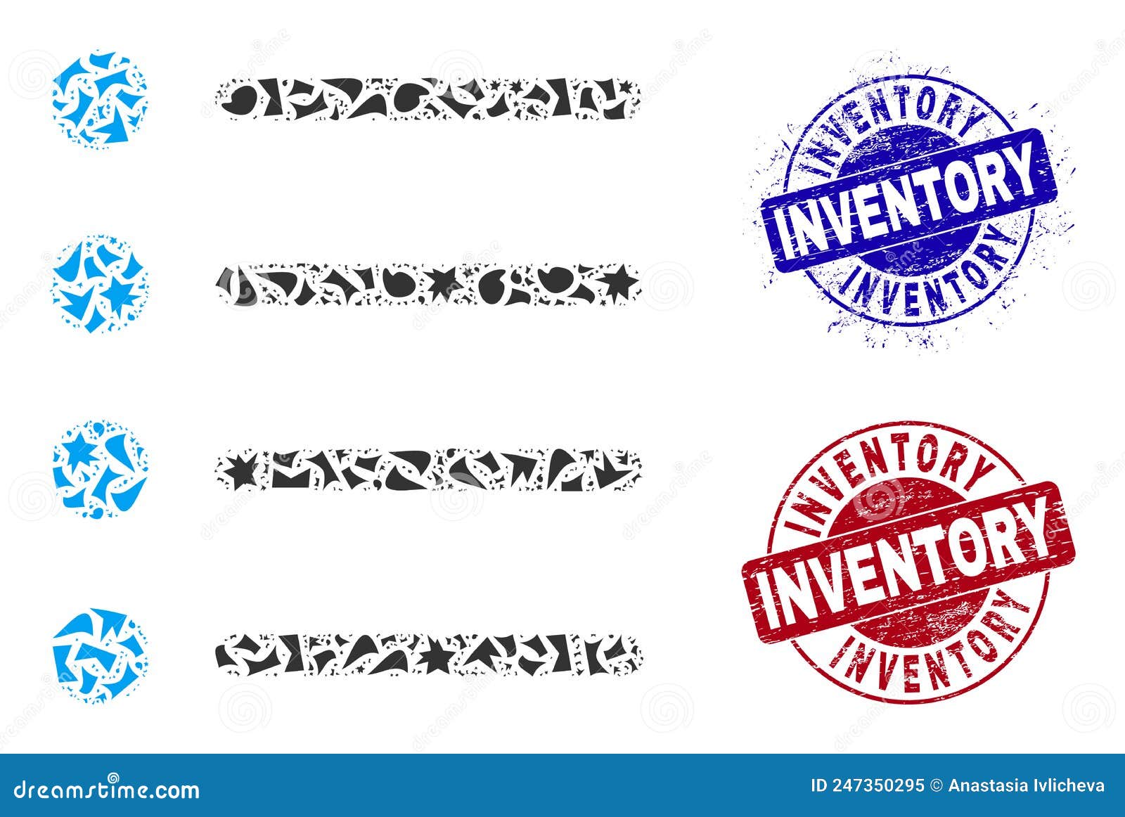 Items Mosaic of Shards with Inventory Textured Seals Stock Vector ...