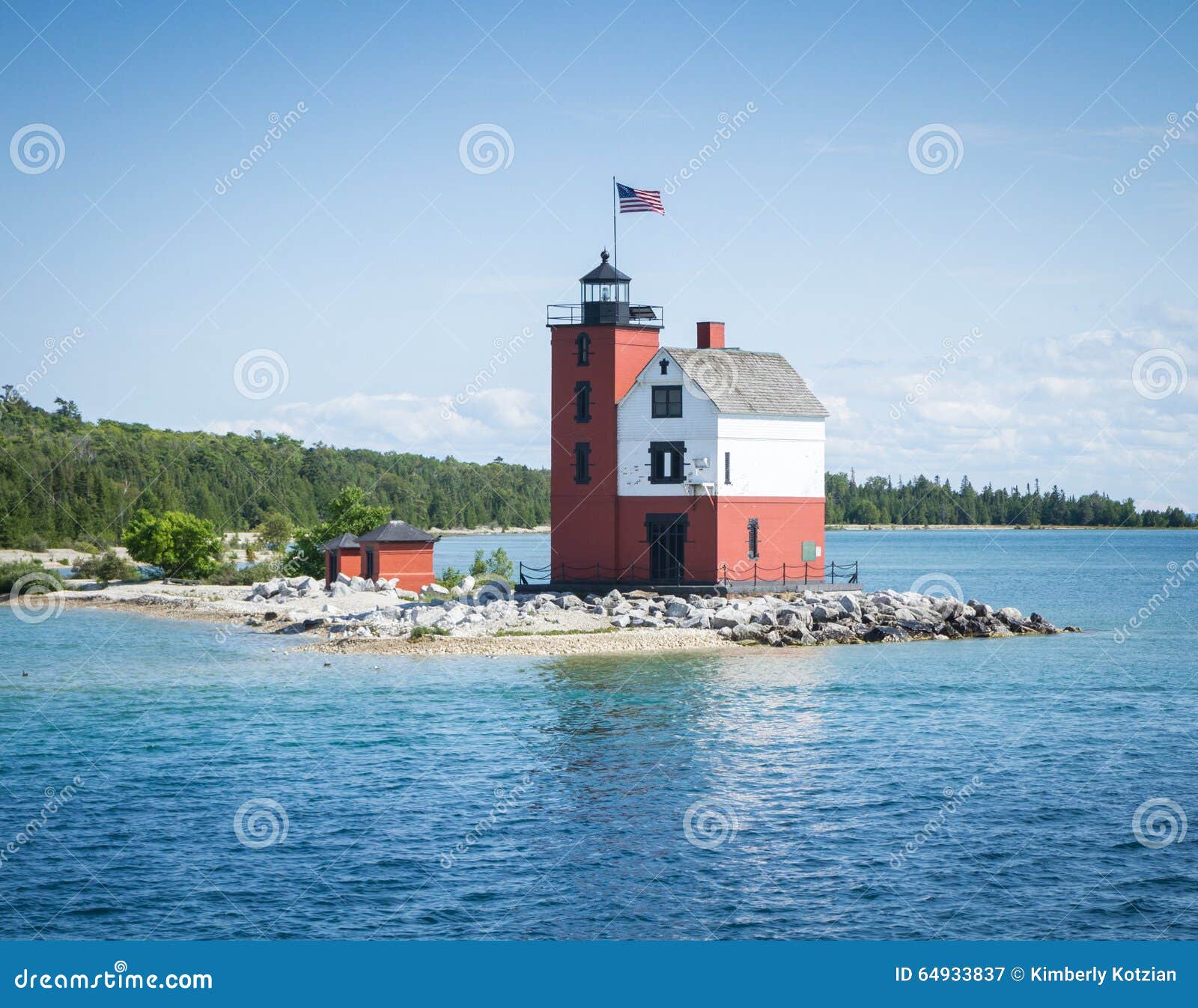 Round Island Lighthouse In Mackinac Island St. Ignace, Michigan Stock ...