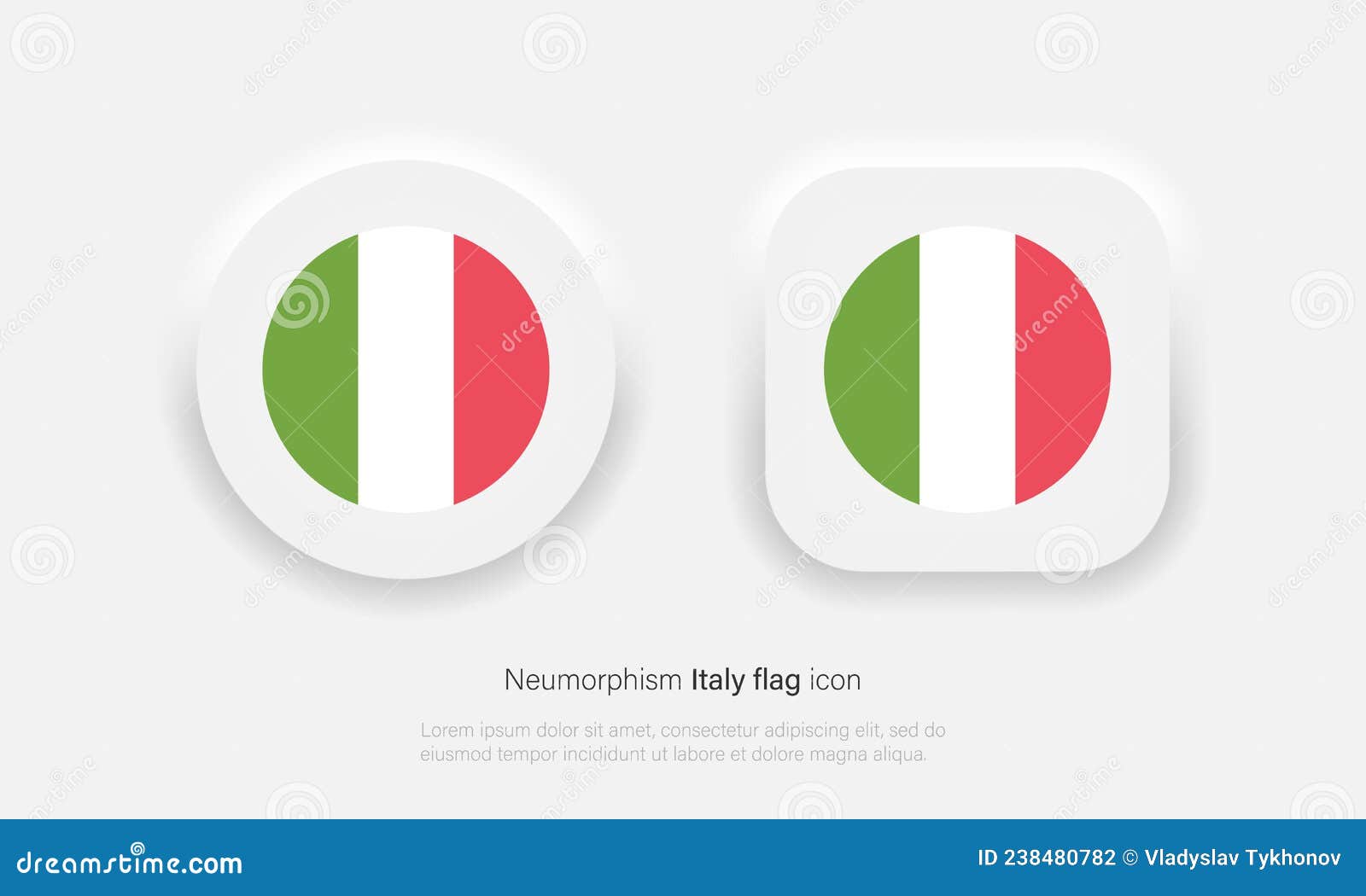 Round Italy Flag Vector Icon, Italy Flag Button in Trendy Neumorphic ...
