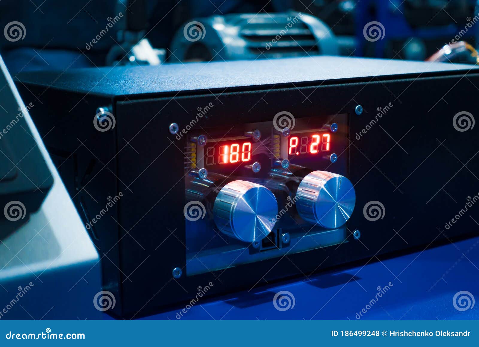 Round Knobs for Power Control with Electronic Display Stock Photo ...