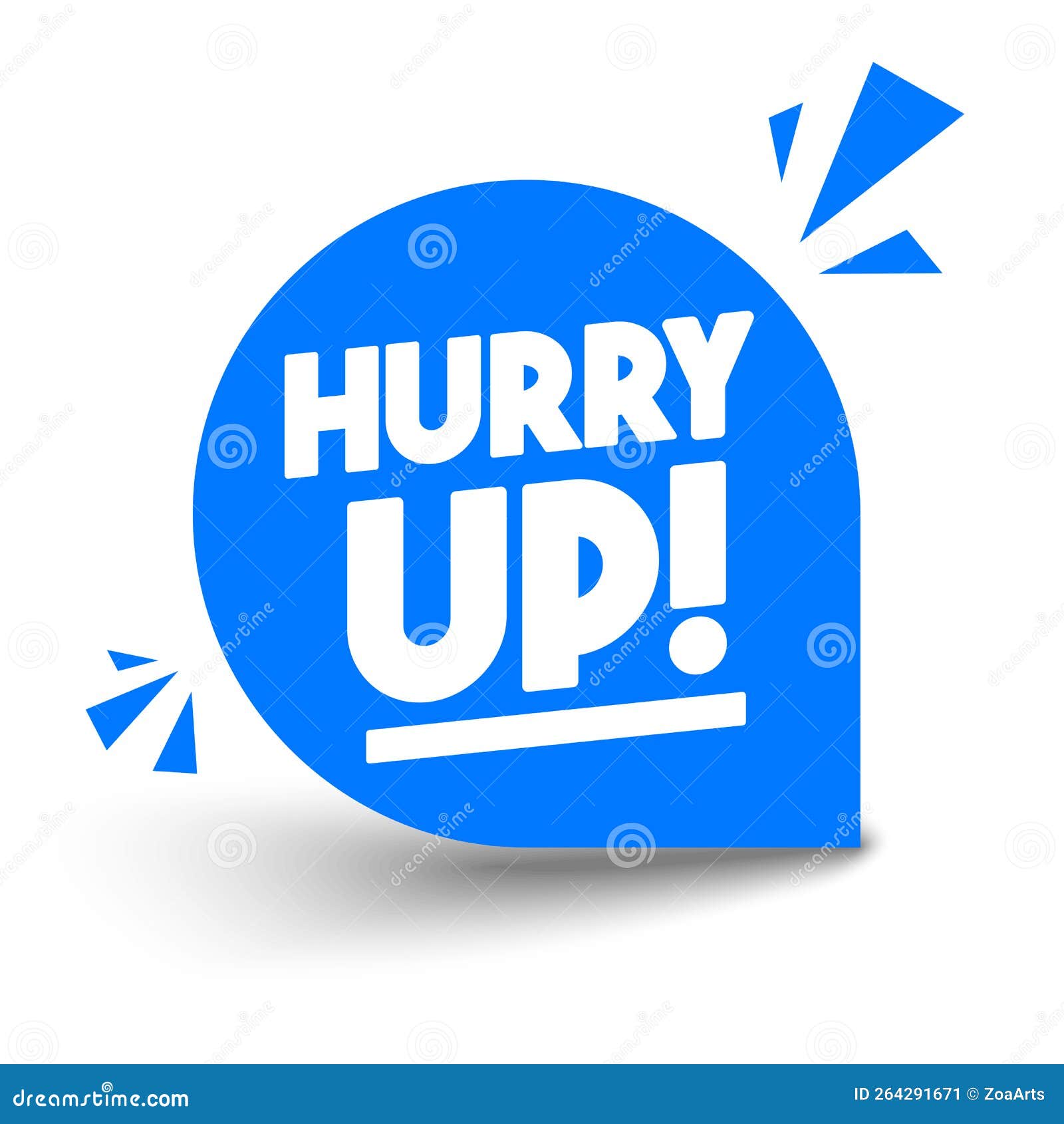 Round Blue Hurry Up Label stock vector. Illustration of icon - 264291671