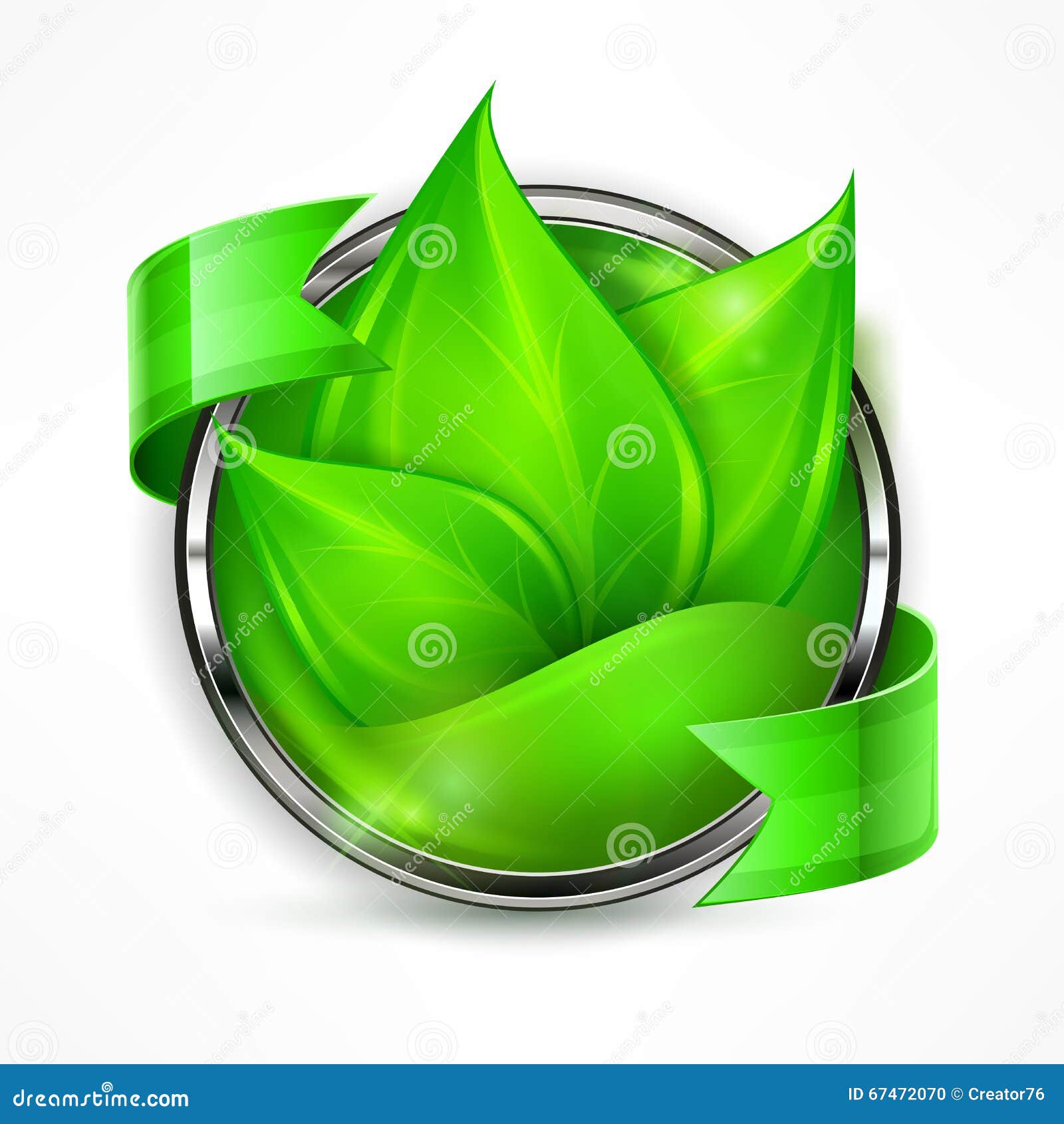 Round label & leaves stock vector. Illustration of chrome - 67472070