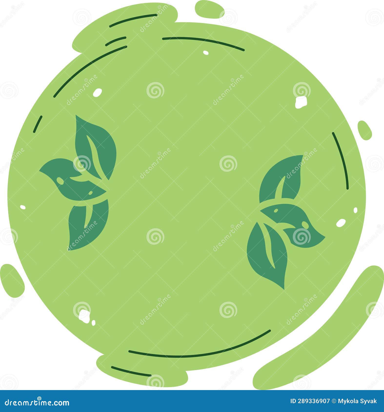 Round Label with Leaves stock illustration. Illustration of symbol ...