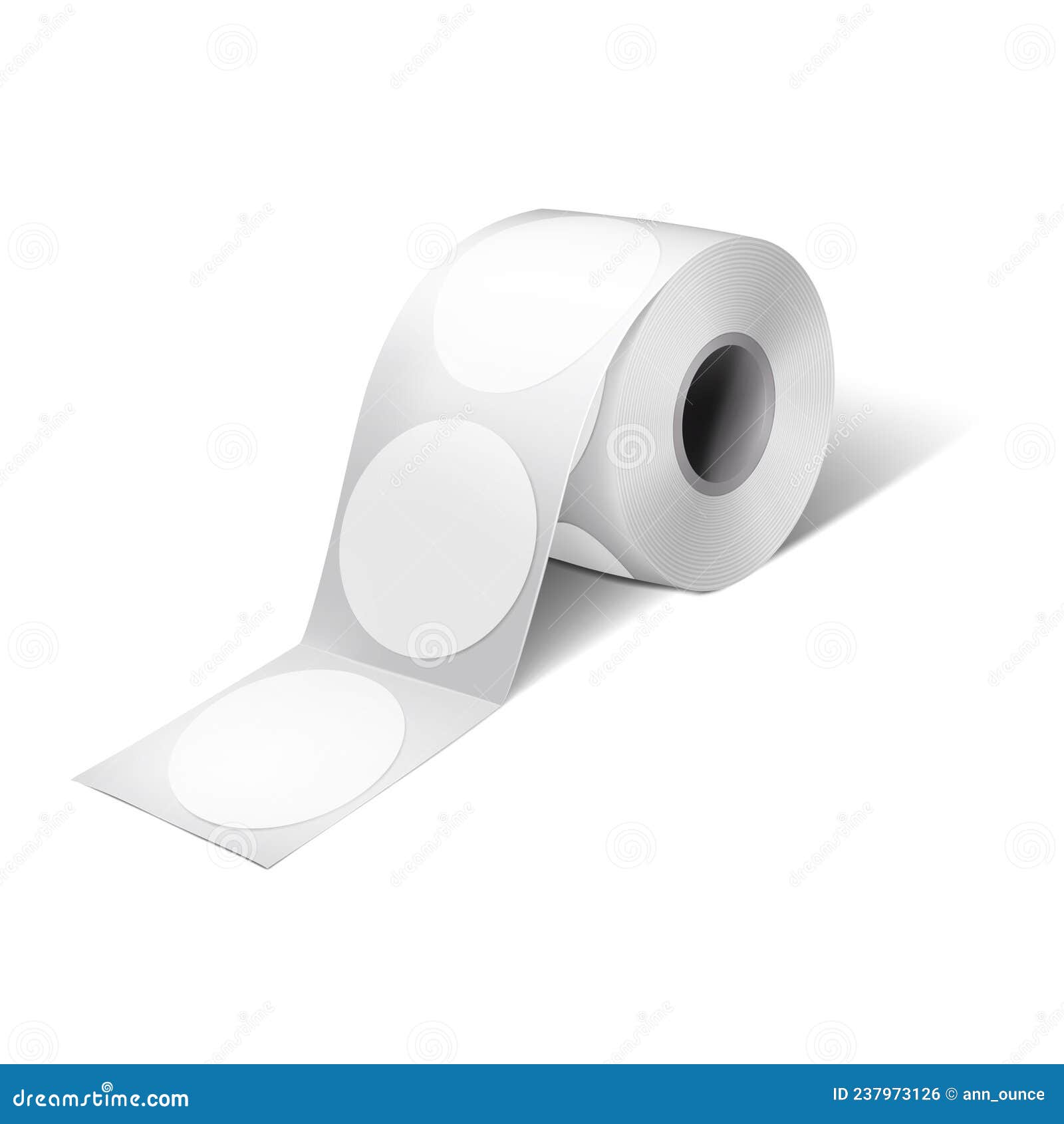 Round Label Sticker Roll Vector Mock-up. Blank Adhesive Labels on ...