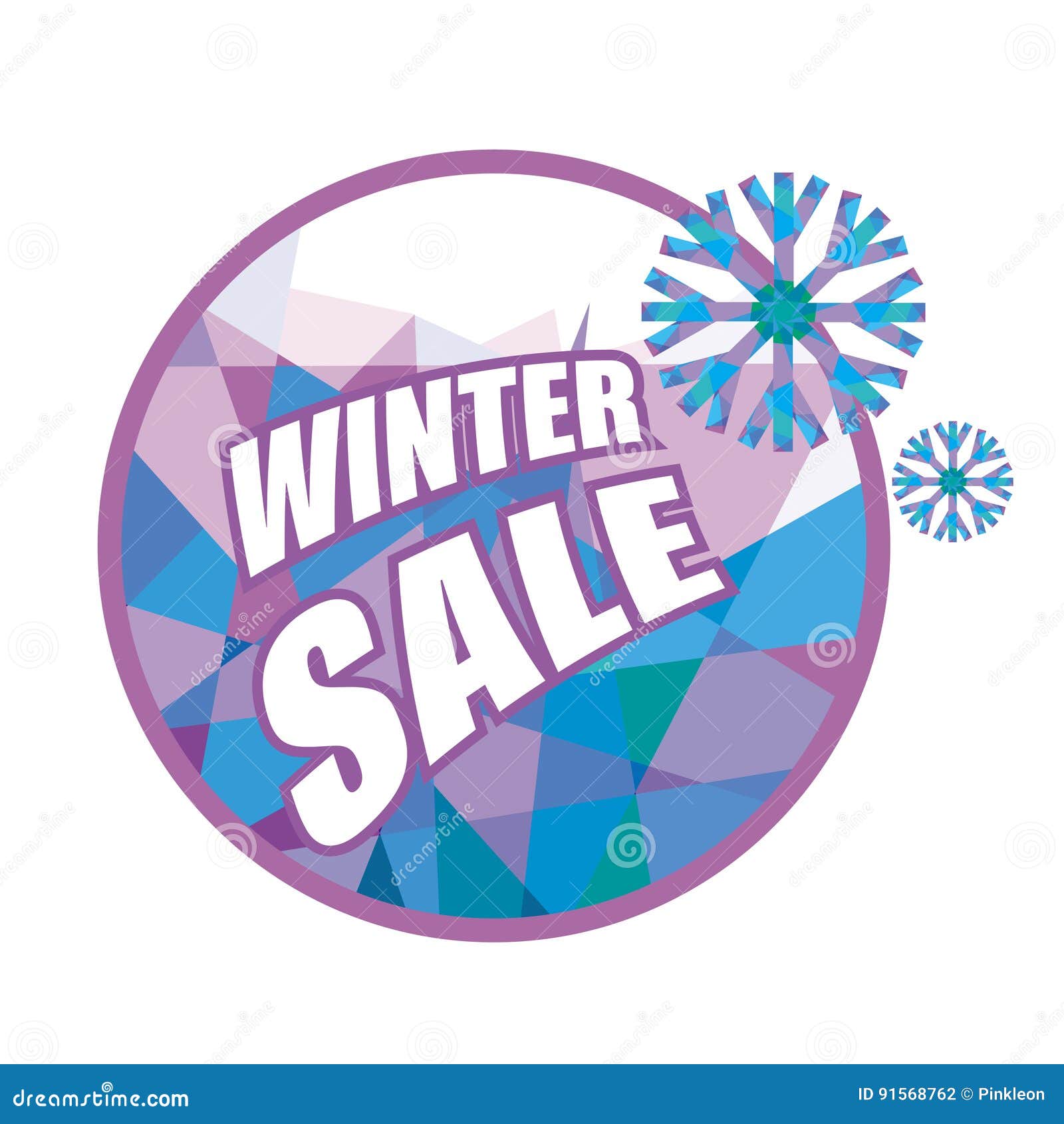 Round Label Winter Sale with Snow-flake Stock Illustration ...