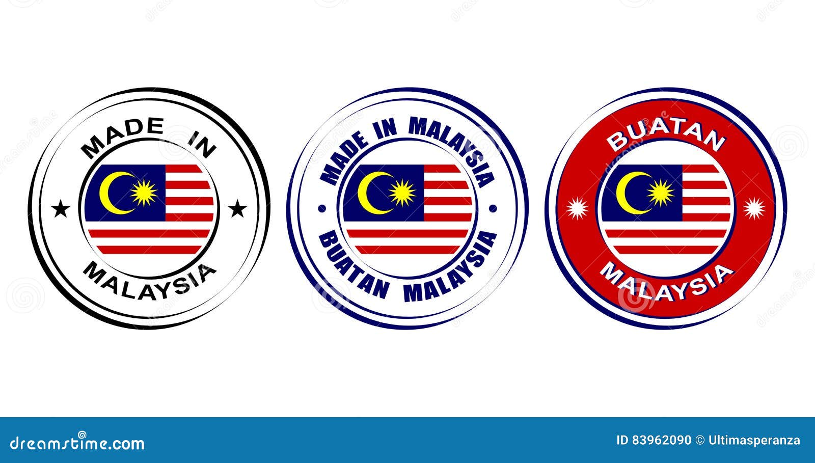 Round Labels "Made in Malaysia" with Flag Stock Vector - Illustration ...