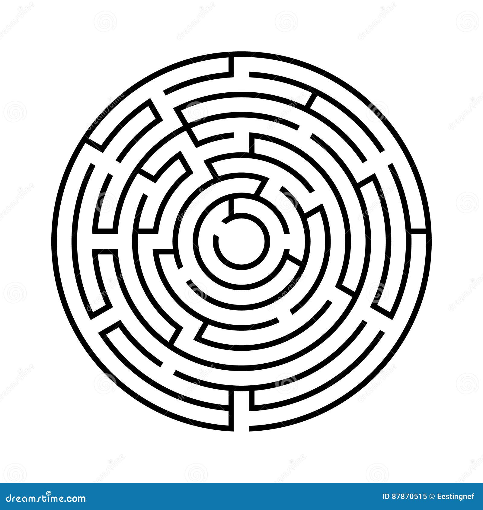 Round Labyrinth.Isolated on White Background. Vector Illustration Stock ...