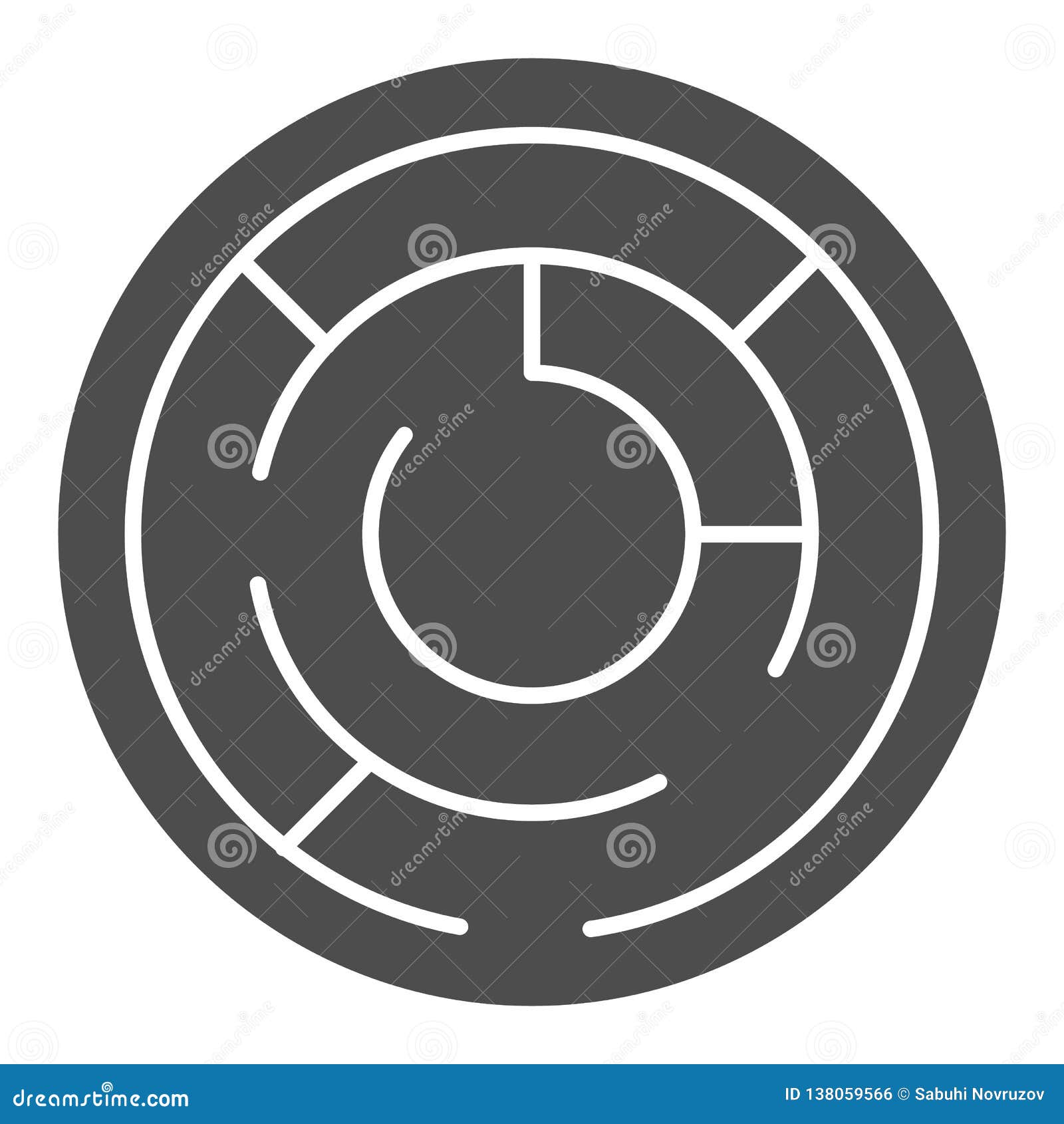 Round Labyrinth Solid Icon. Circle Maze Vector Illustration Isolated on ...