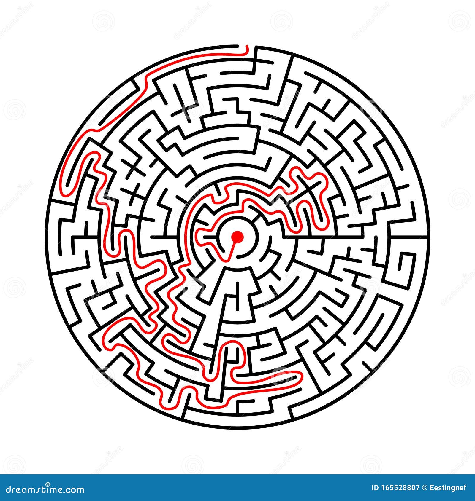 Round Labyrinth with Solution. Vector Illustration Stock Vector ...
