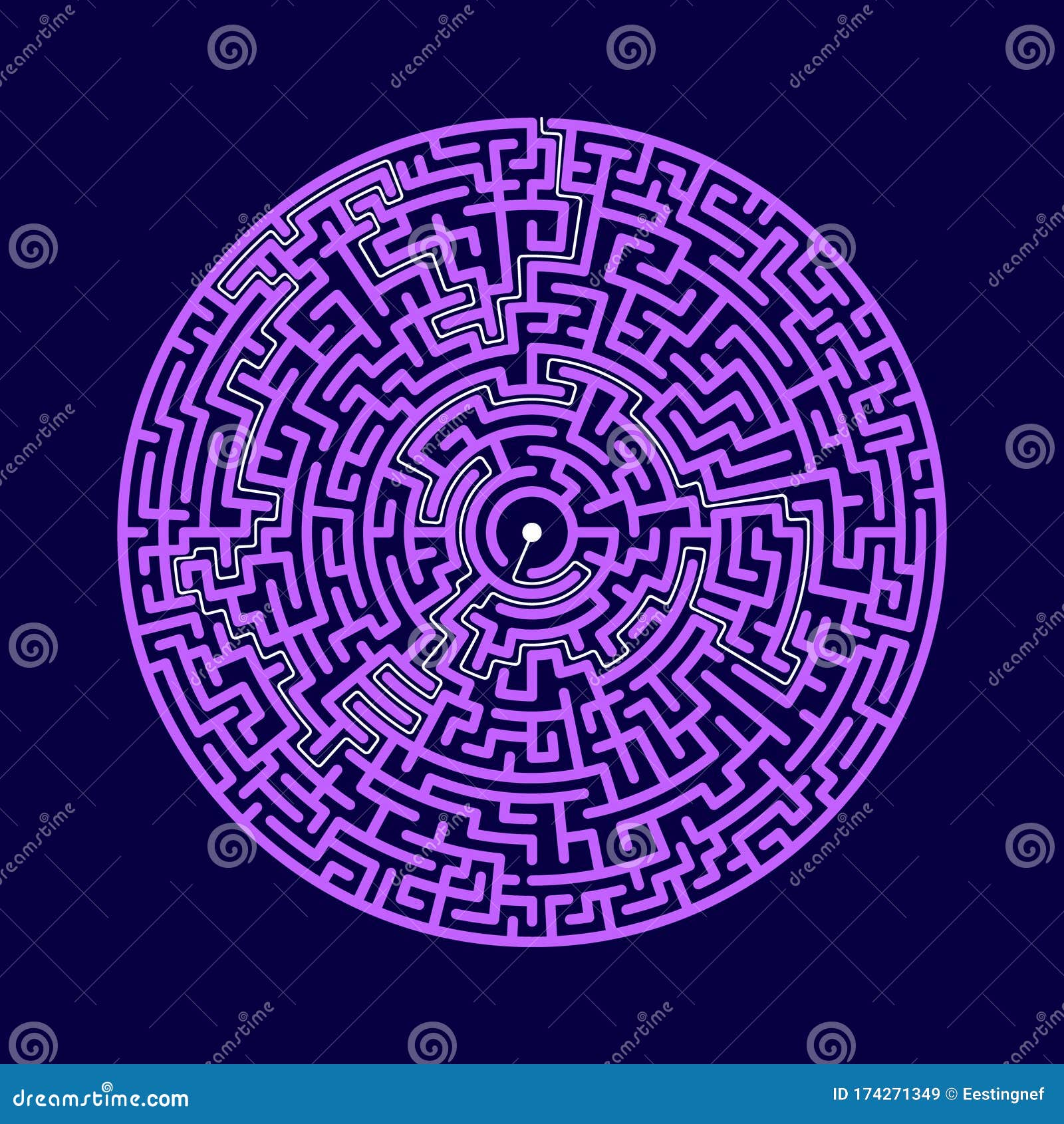 Round Labyrinth with Solution. Vector Illustration Stock Vector ...