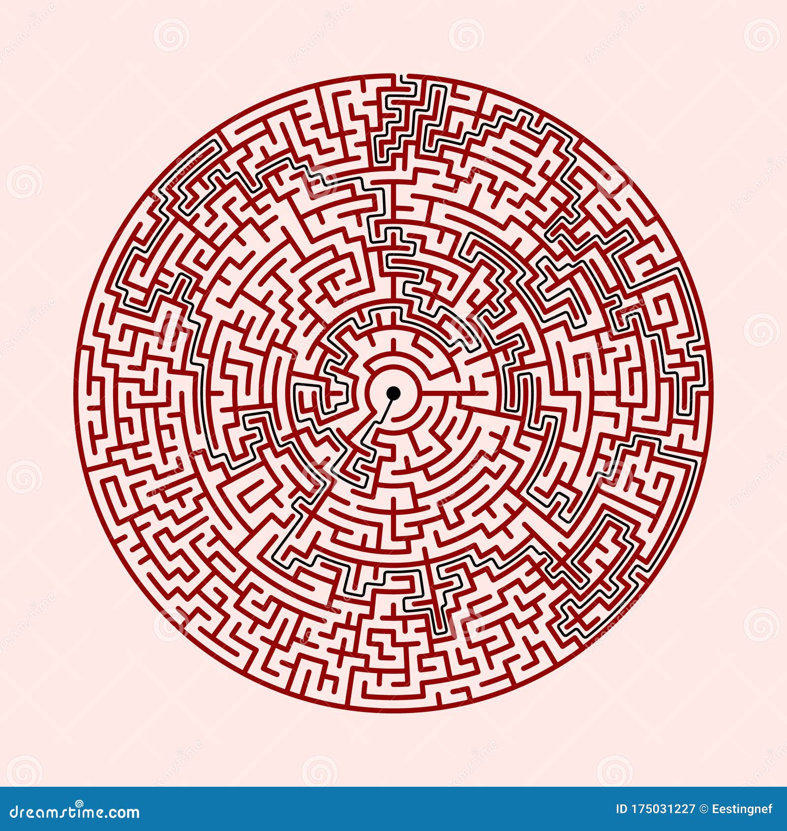 Round Labyrinth with Solution. Vector Illustration Stock Vector ...
