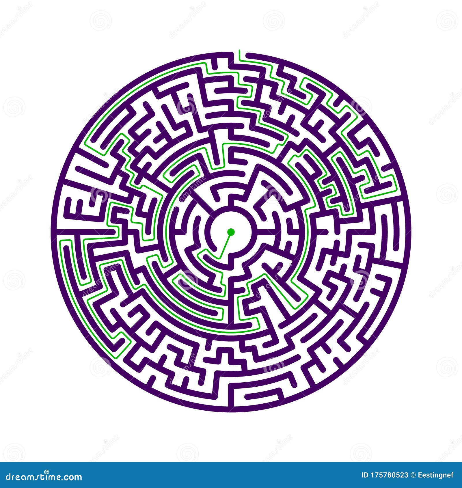 Round Labyrinth with Solution. Vector Illustration Stock Vector ...