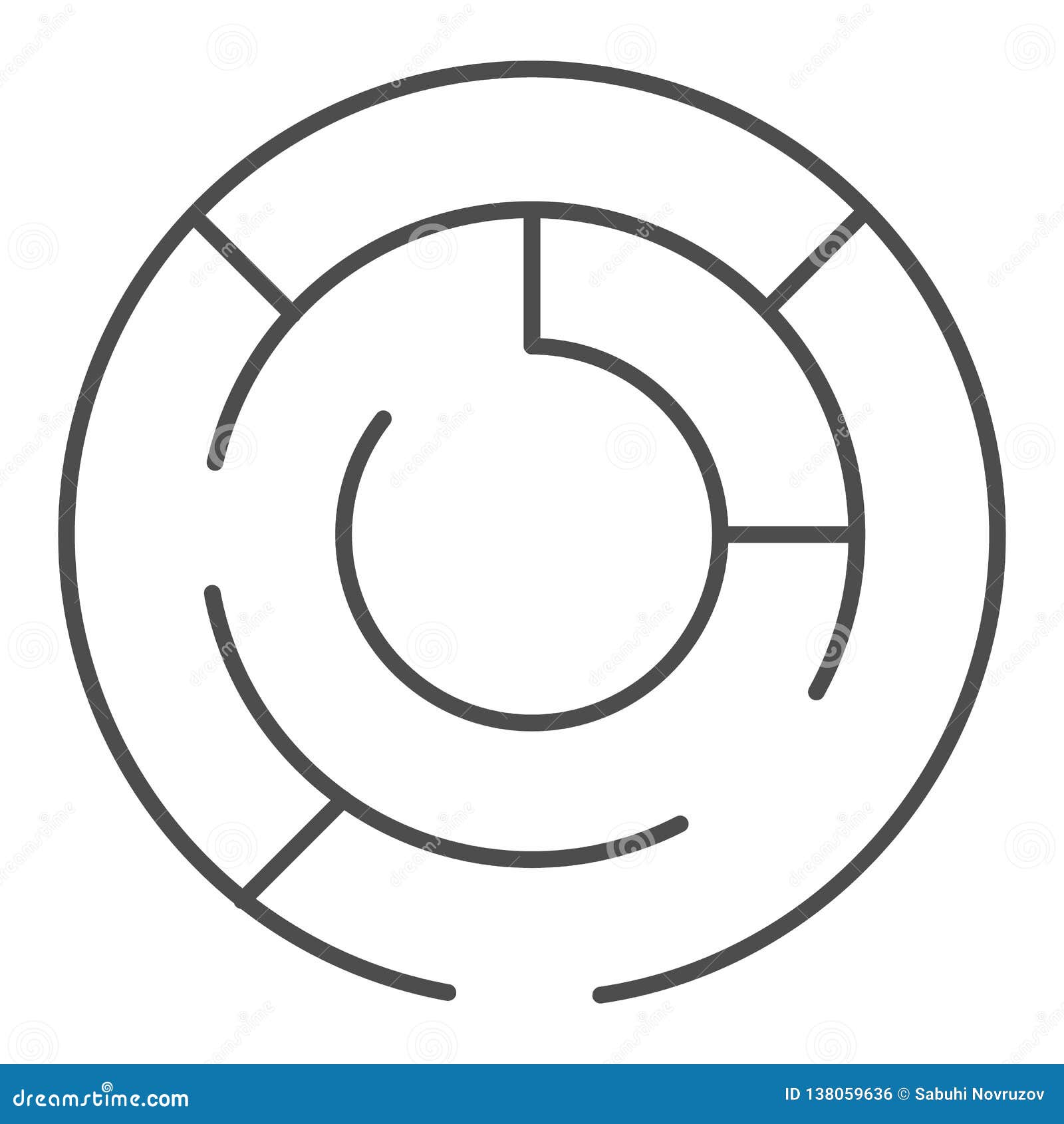 Round Labyrinth Thin Line Icon. Circle Maze Vector Illustration ...