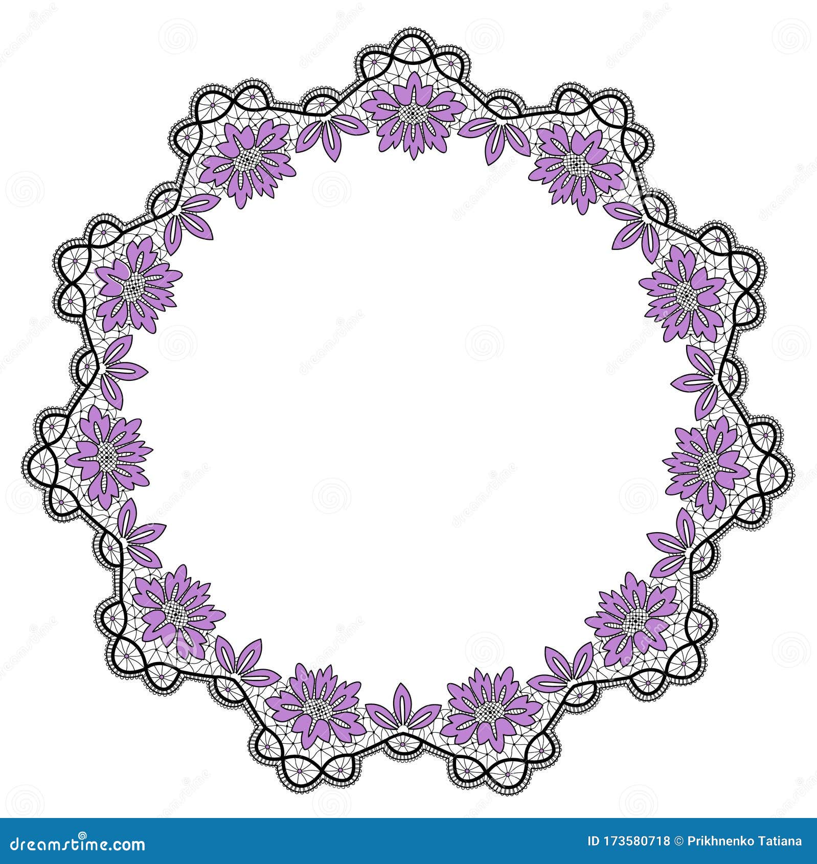 Round lace frame stock vector. Illustration of traditional - 173580718