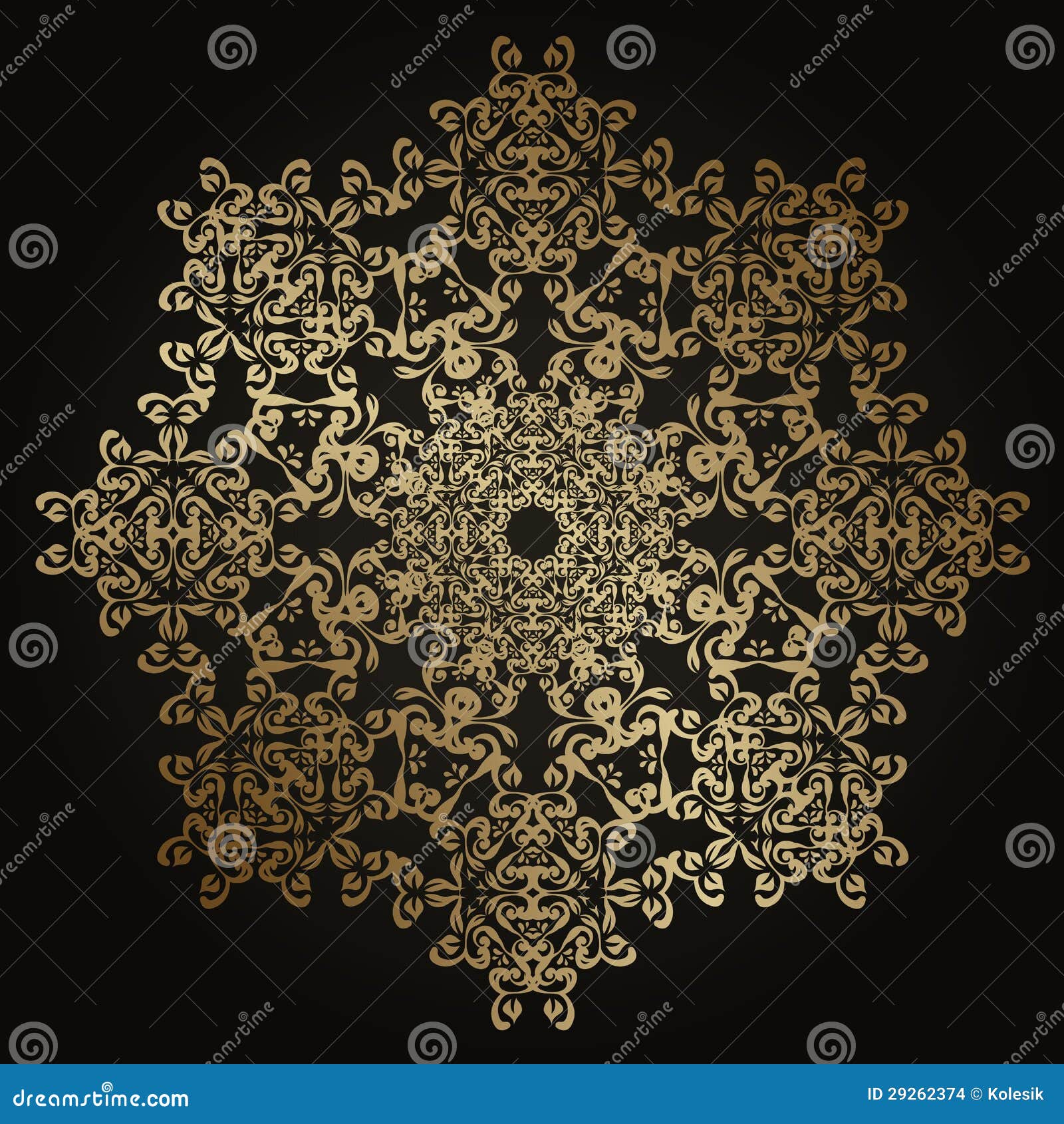 Round lace pattern in gold stock vector. Illustration of classic - 29262374