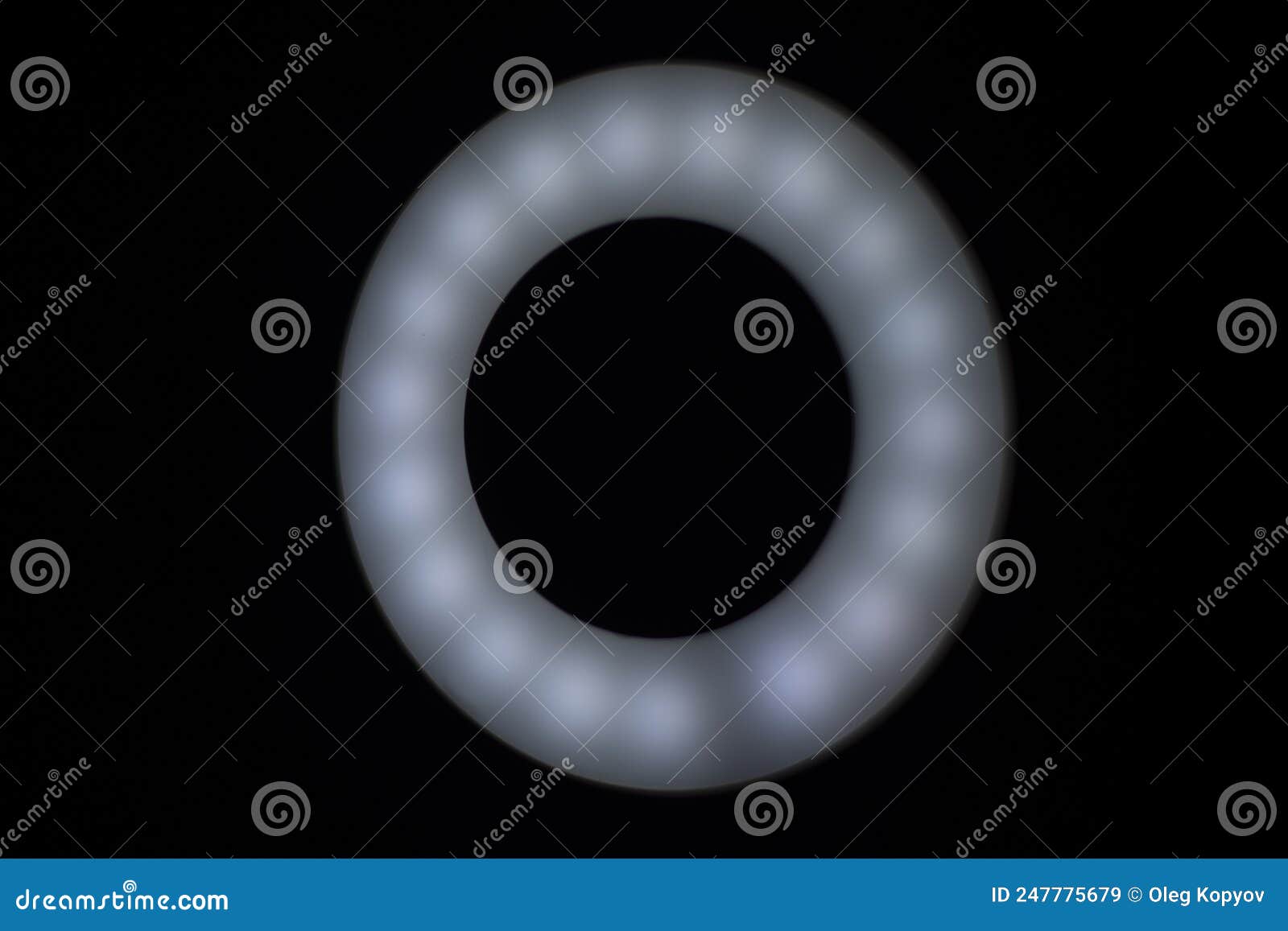 Round Lamp in Dark. LED Light at Night Stock Image - Image of azul ...
