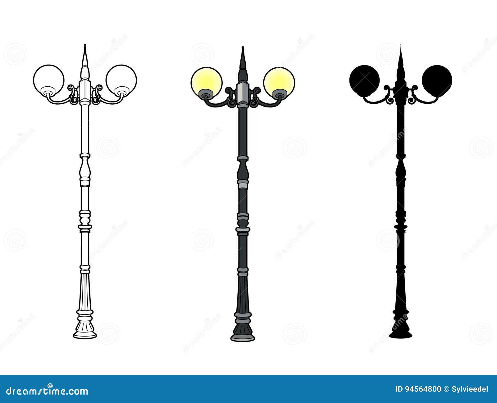Round lamp stock vector. Illustration of lamppost, drawing - 94564800