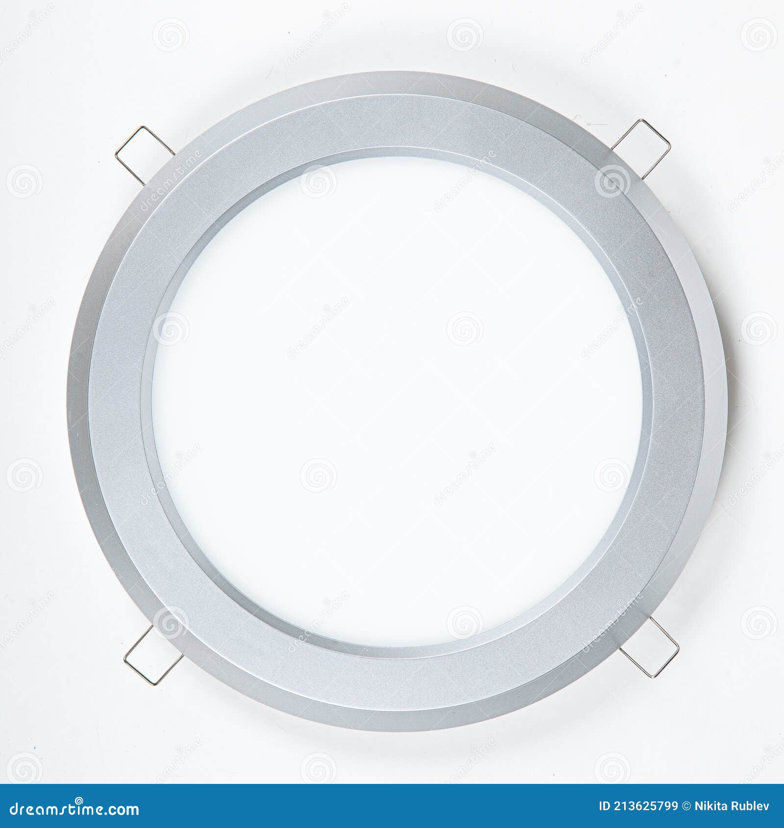 Round LED Ceiling Panel in Metal Housing on White Background Stock ...