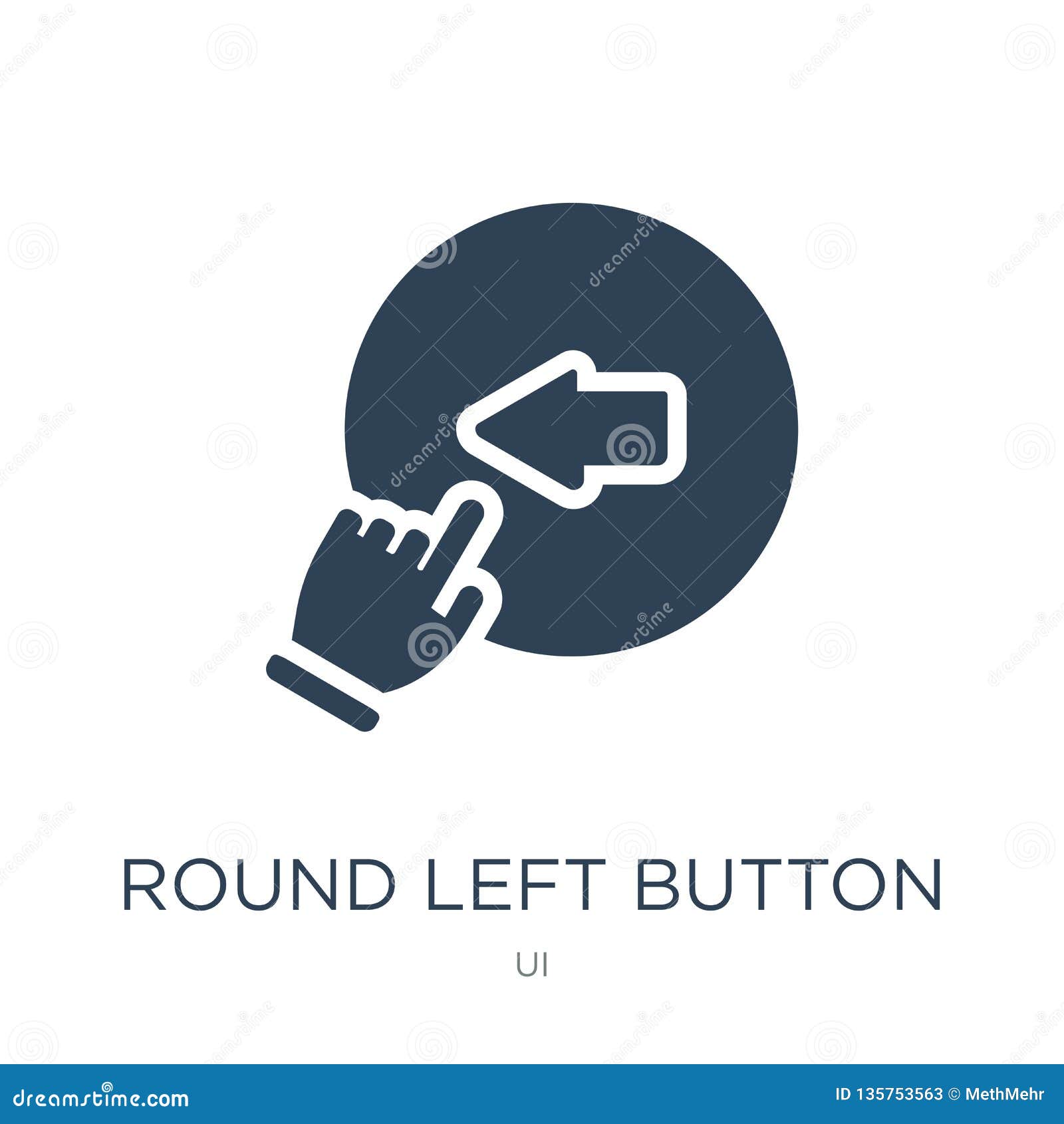 Round Left Button Icon in Trendy Design Style. Round Left Button Icon ...