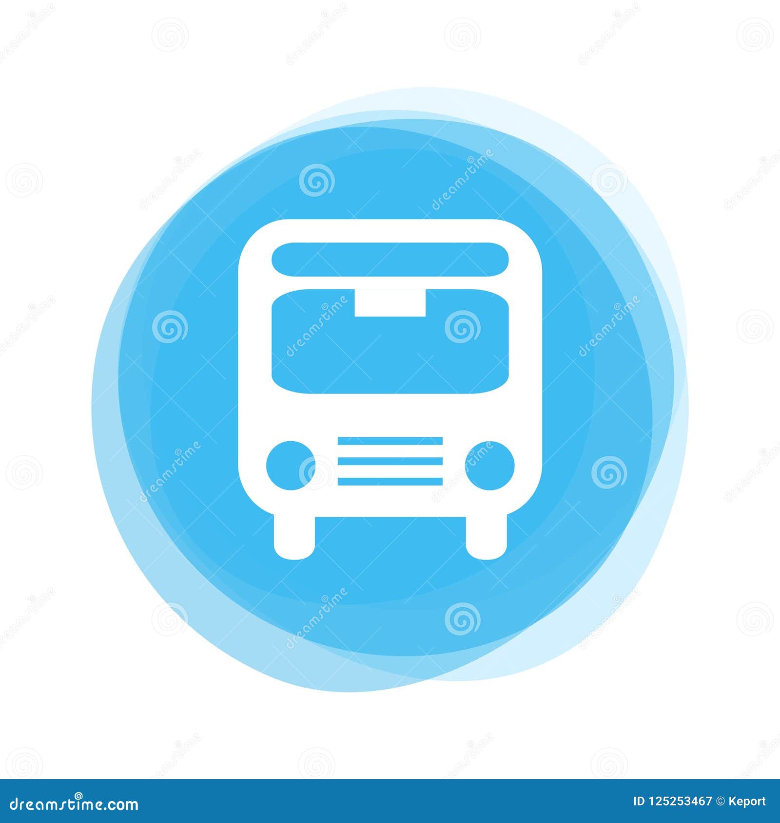 White Bus on Light Blue Button Stock Illustration - Illustration of ...