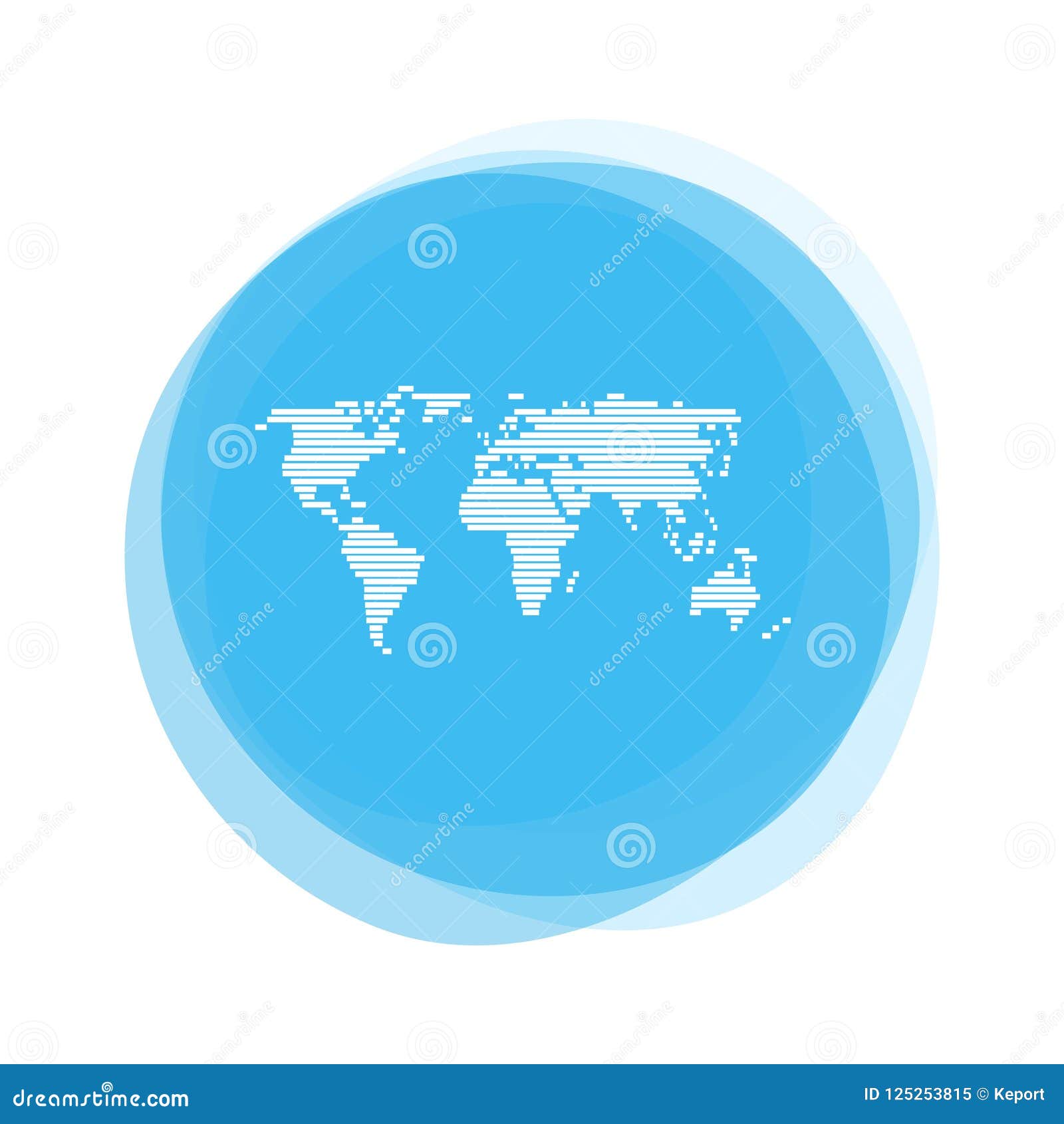White World Map on Light Blue Button Stock Illustration - Illustration ...