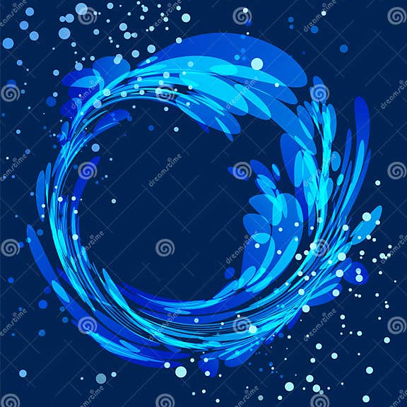 Round Light Blue Composition on Dark Blue Background Stock Vector ...