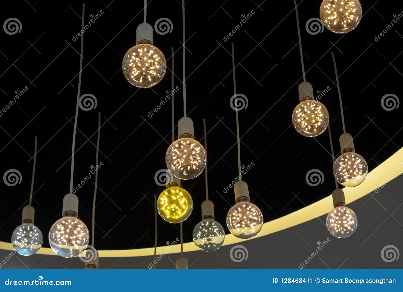 Round Light Bulbs for Illumination at Night. Stock Image - Image of ...