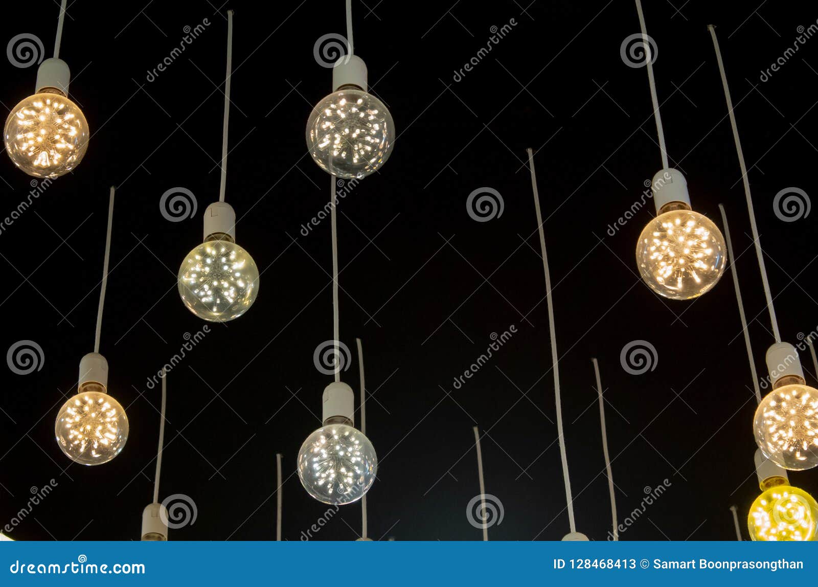 Round Light Bulbs for Illumination at Night. Stock Image - Image of ...