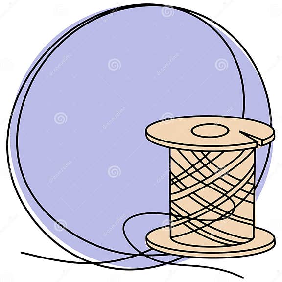 Round Light Purple Frame , a Needlework Icon with a Spool of Thread, a ...