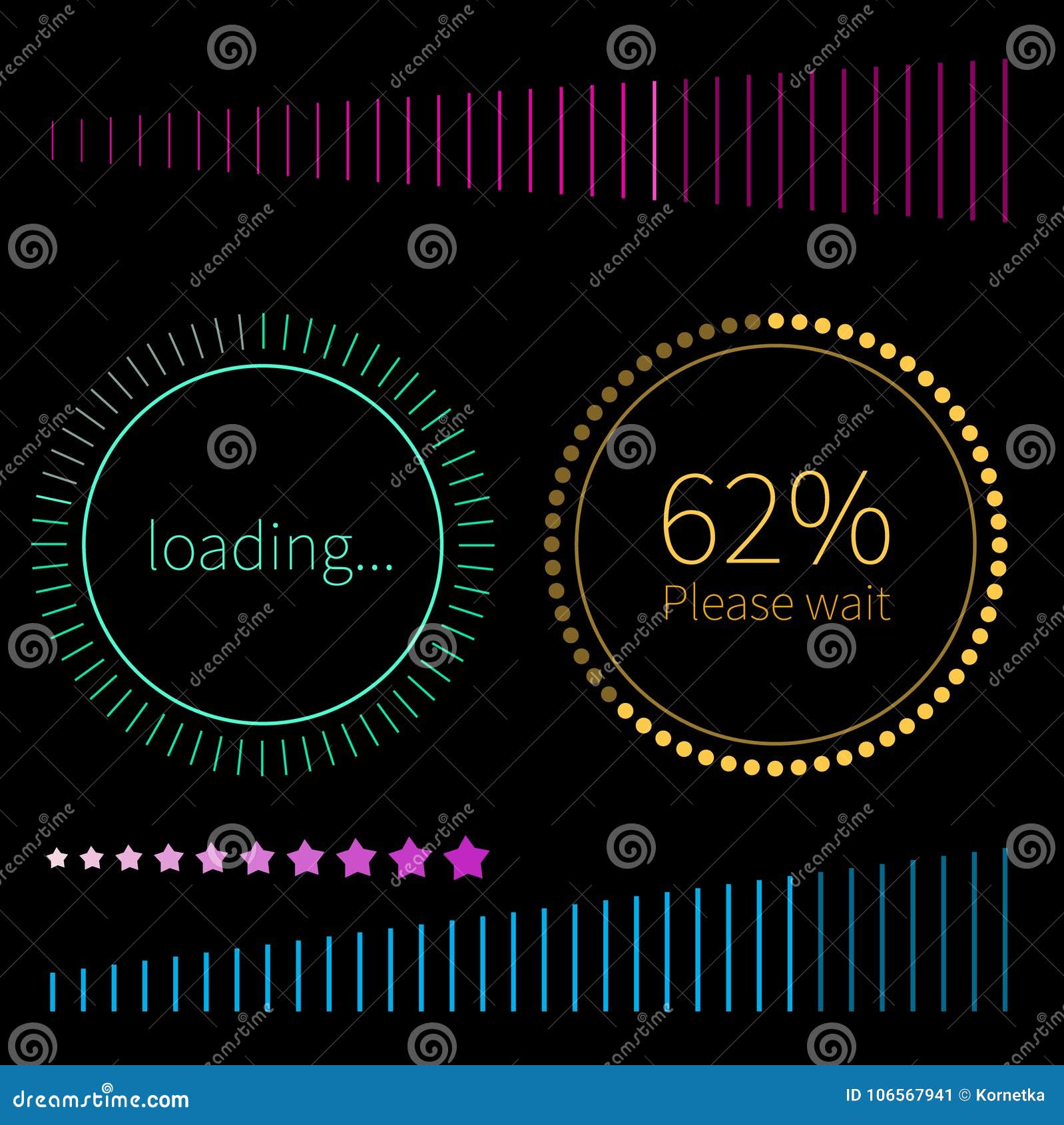 Round and Line Progress Bars Loading Stock Vector - Illustration of ... Round and Line Progress Bars Loading Stock Vector - Illustration of ...