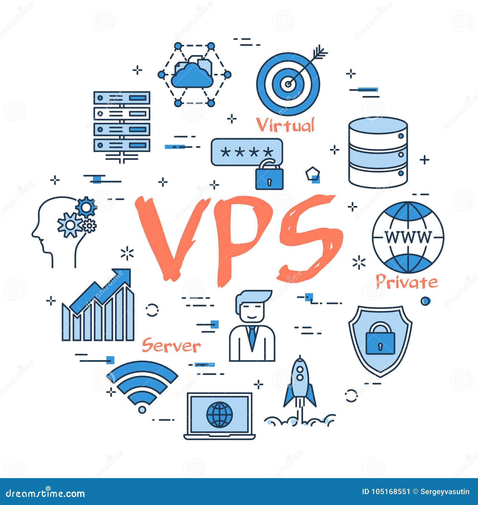 Round Linear Banner - VPS Concept Stock Vector - Illustration of ...