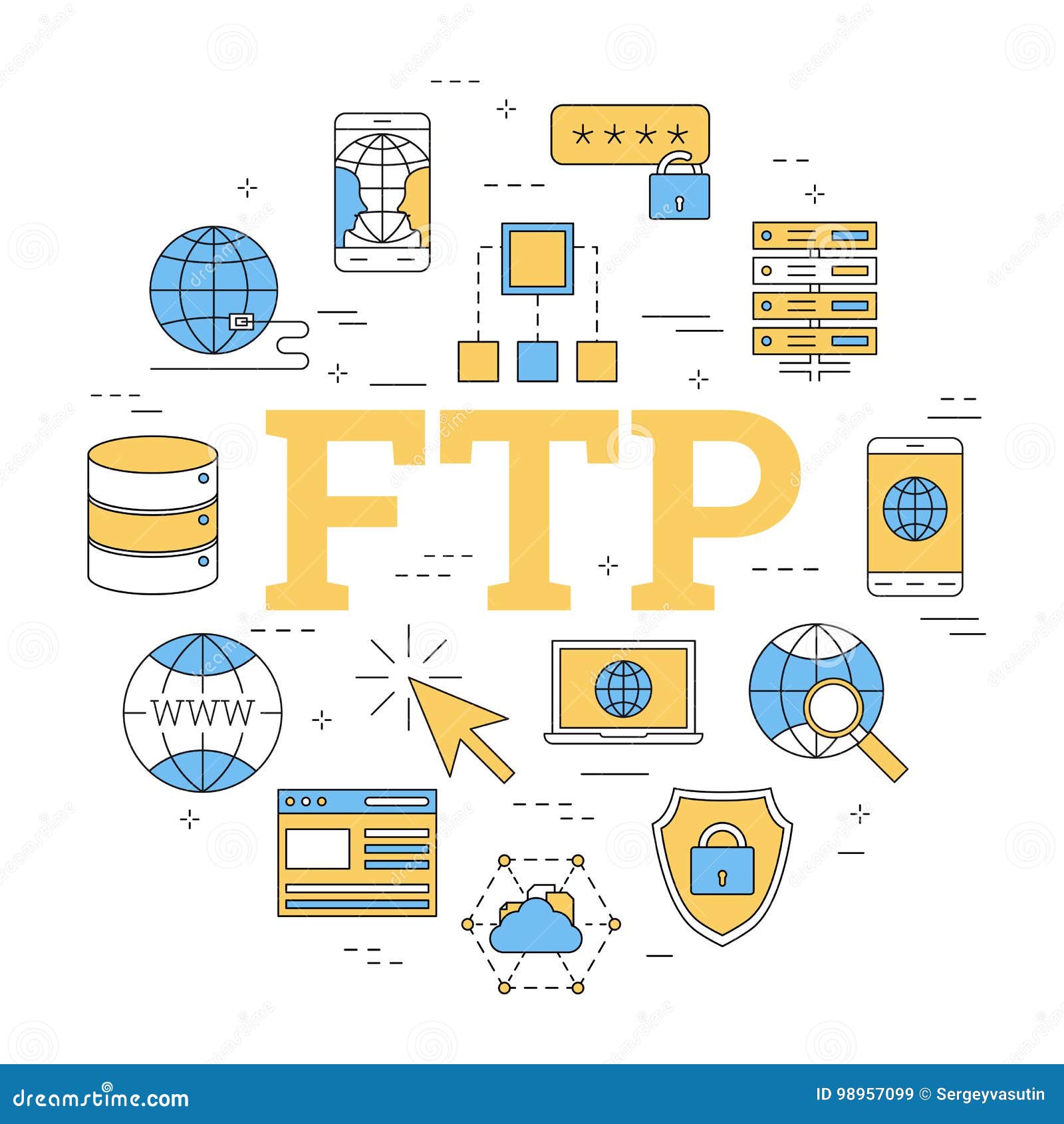 Round Linear Concept of FTP Stock Vector - Illustration of disk ... Round Linear Concept of FTP Stock Vector - Illustration of disk ...