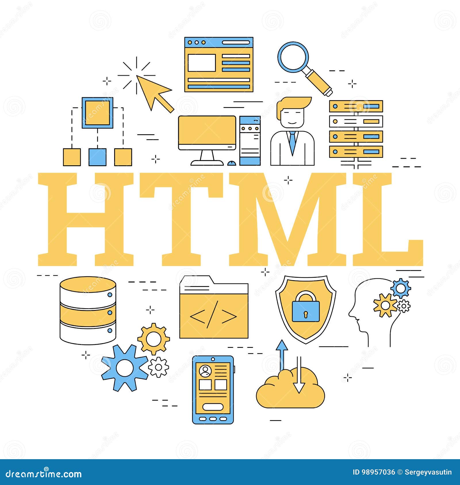 Round Linear Concept of HTML Stock Vector - Illustration of script ...