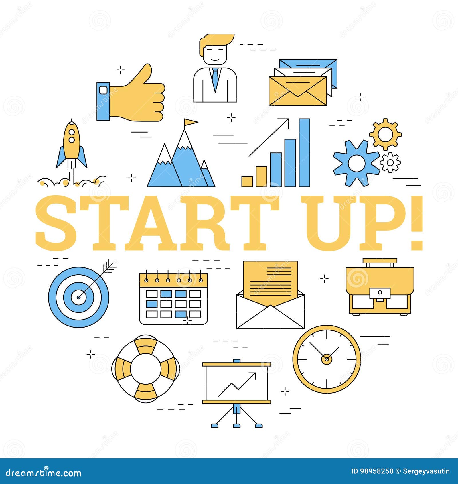 Round Linear Concept of Start Up Stock Vector - Illustration of connect ...