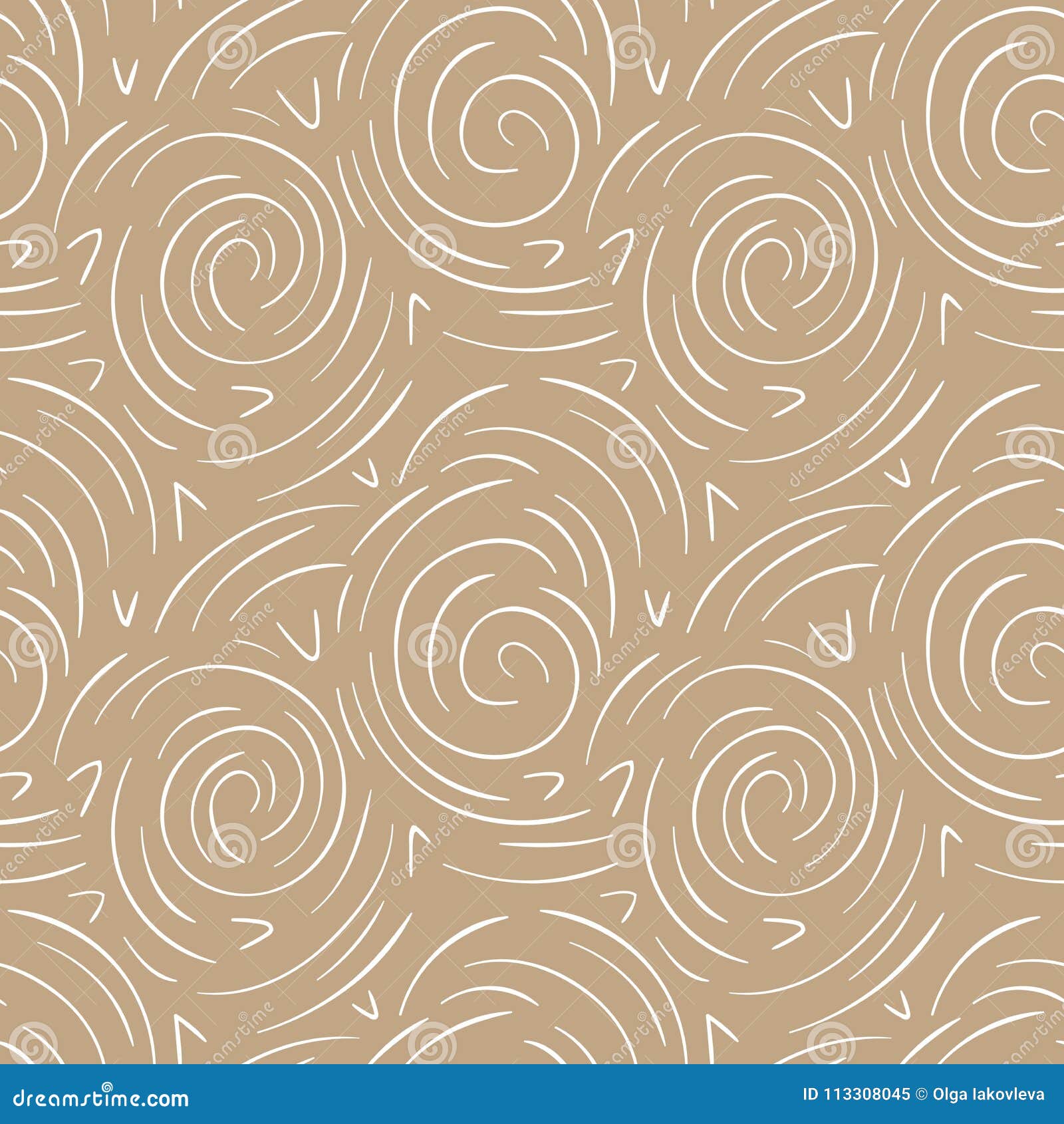 Round Lines Abstract Vector Seamless Pattern. Modern Gold and White ...