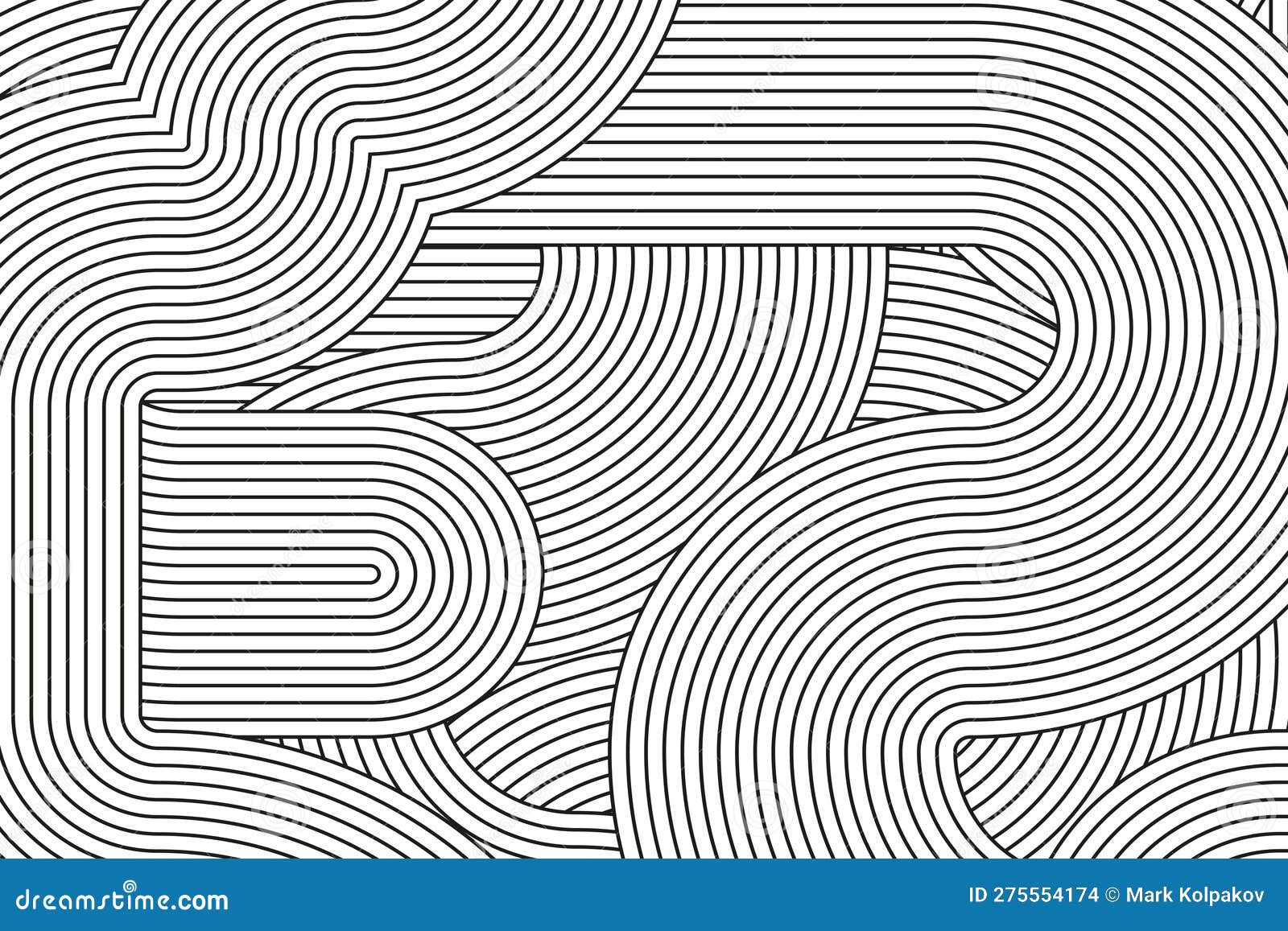 Round Lines Abstract Vector Template Poster. Round Shape Wavy Linear ...